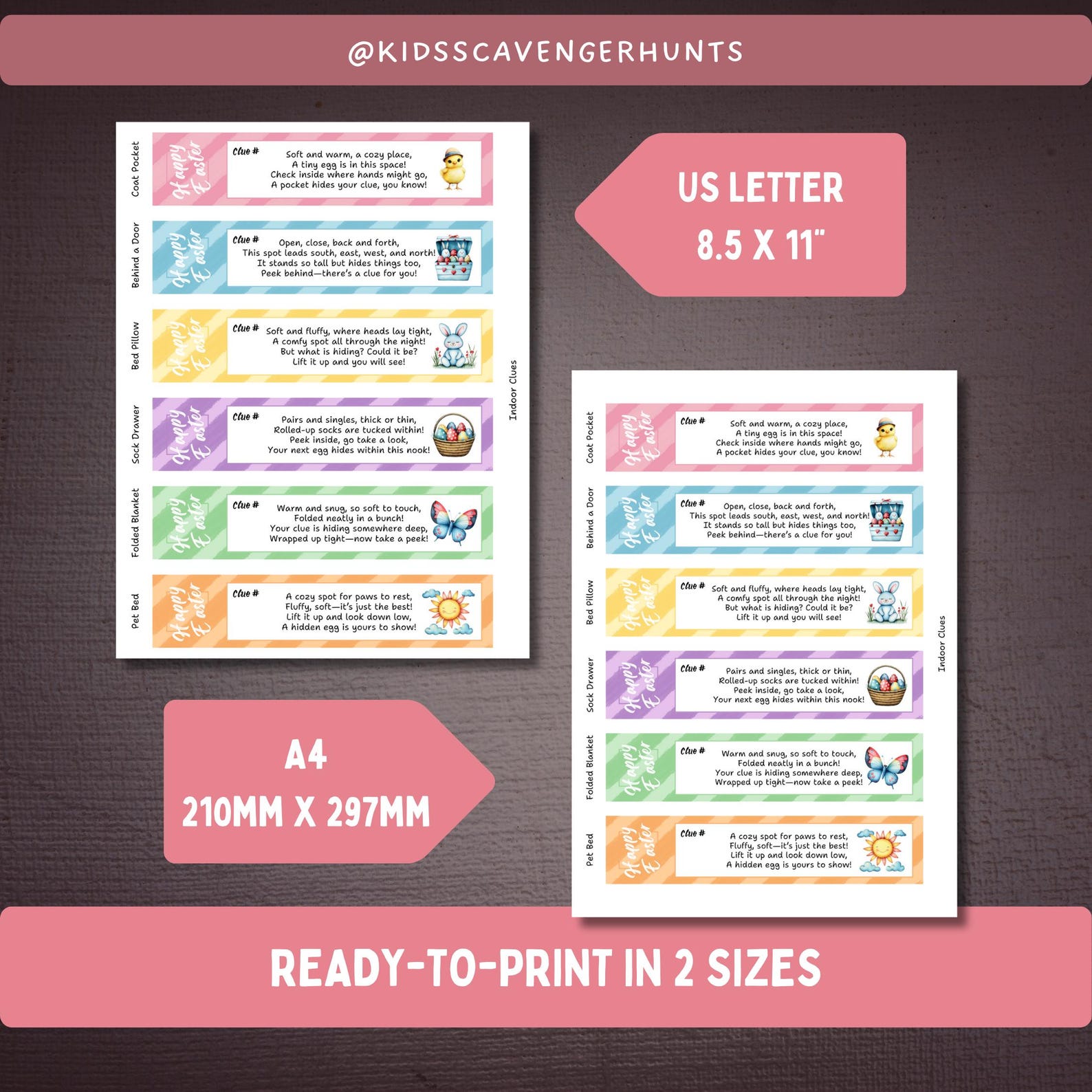 Easter Egg Hunt Printable | Easter Scavenger Hunt Clues | Egg-sized ...