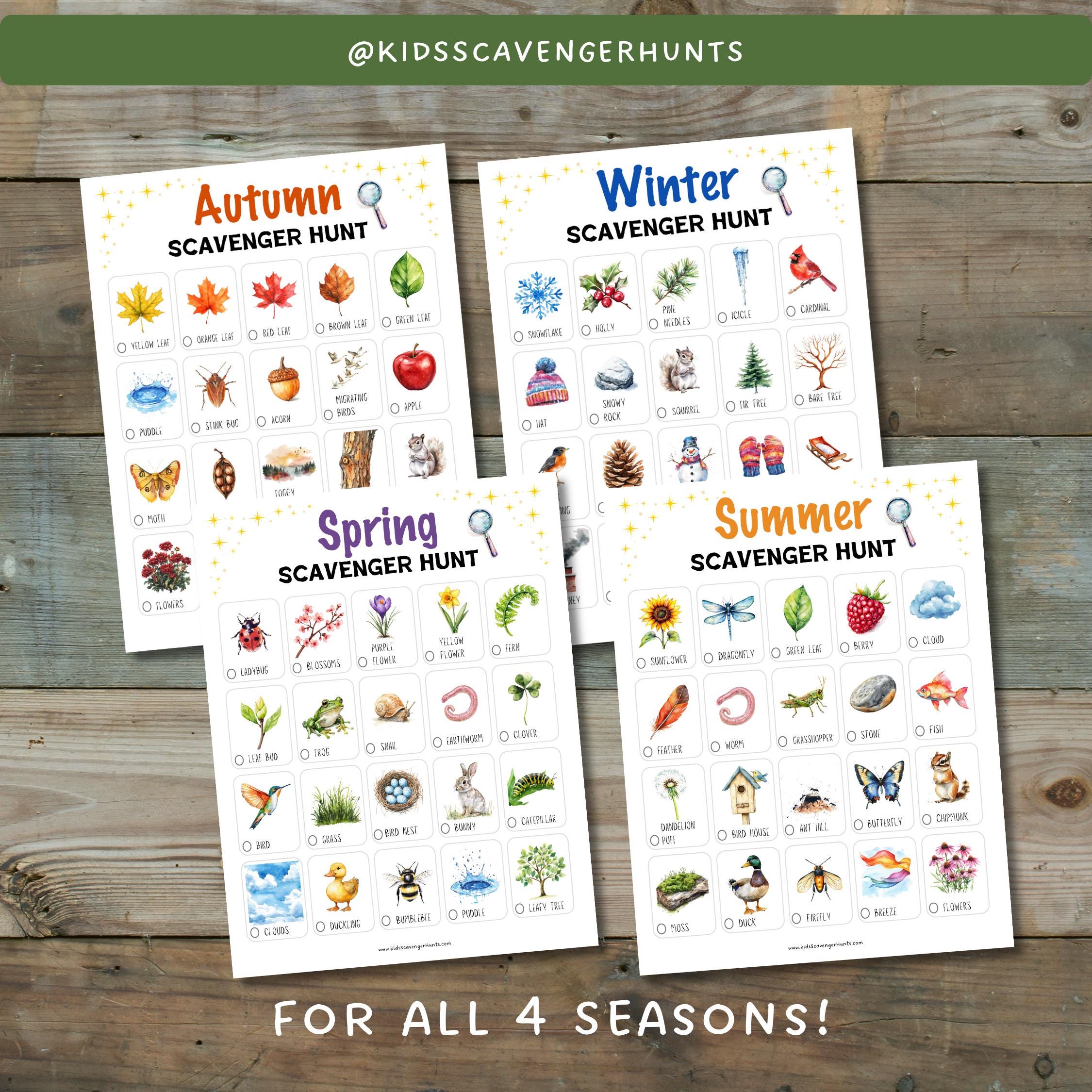 Printable 4-season Scavenger Hunt Bundle | Spring, Summer, Autumn ...