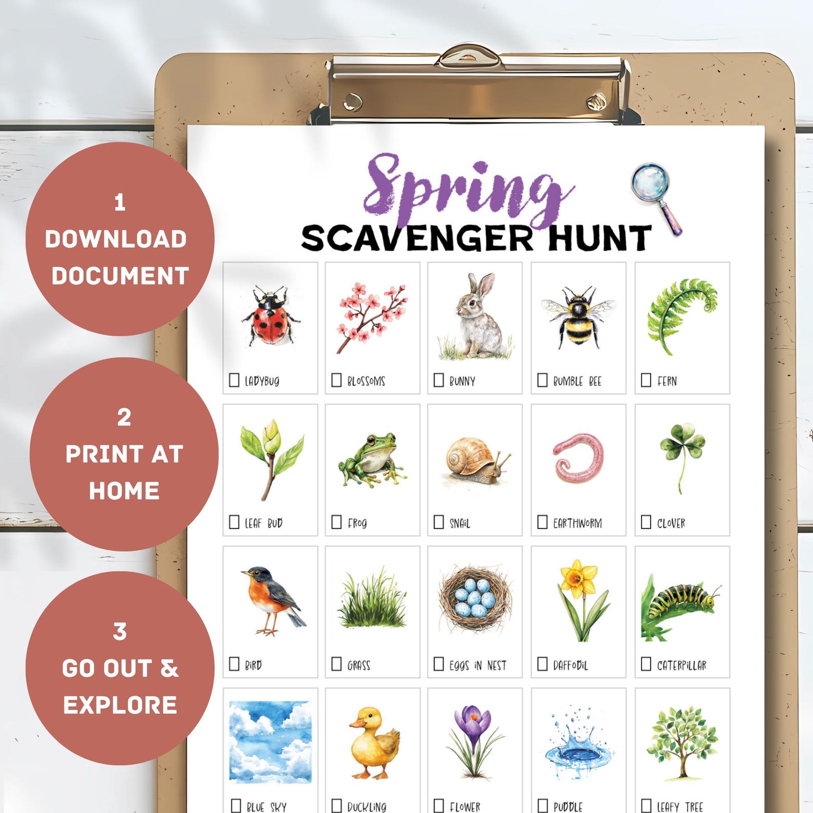 Printable SPRING Nature Scavenger Hunt for Kids Outdoor Scavenger Hunt ...