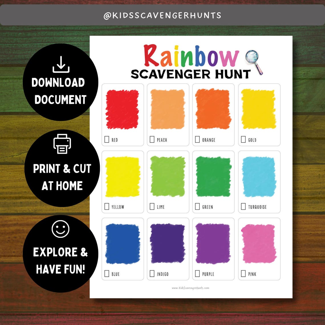 Printable Rainbow Scavenger Hunt | Color Scavenger Hunt for Kids ...