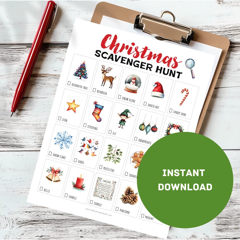 Printable CHRISTMAS Scavenger Hunt for Kids Outdoor Scavenger Hunt Kids ...