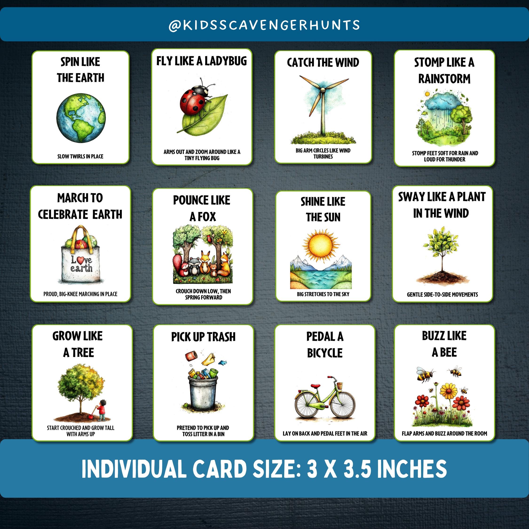 Printable Earth Day Movement Cards | Fun Gross Motor Game for Kids ...