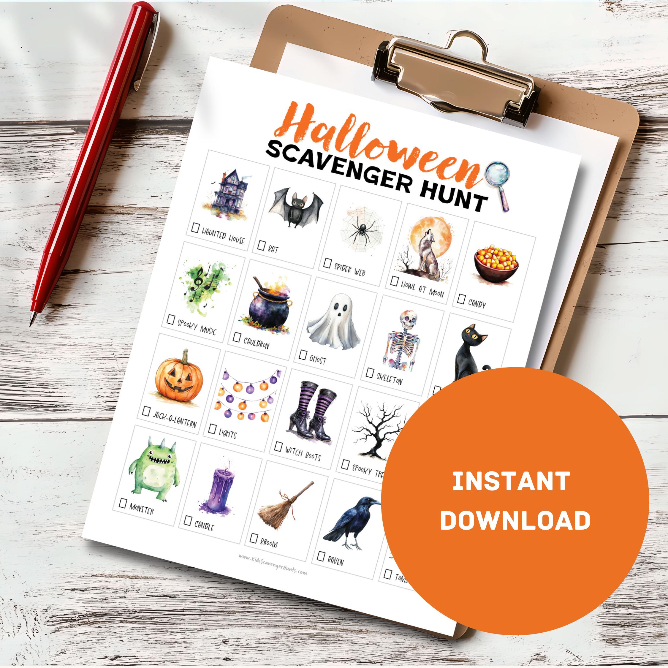 Printable HALLOWEEN Scavenger Hunt for Kids Outdoor Scavenger Hunt Kids ...