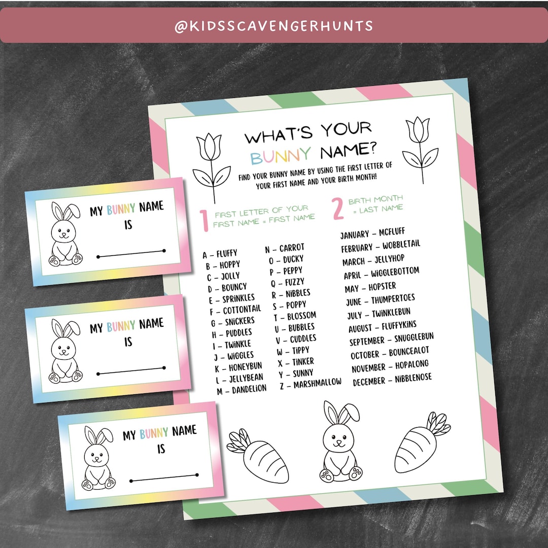 Printable Easter Bunny Name Game | Fun Kids Activity | Party Name Tags ...