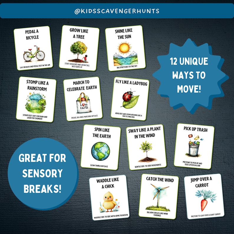 Printable Earth Day Movement Cards | Fun Gross Motor Game for Kids ...