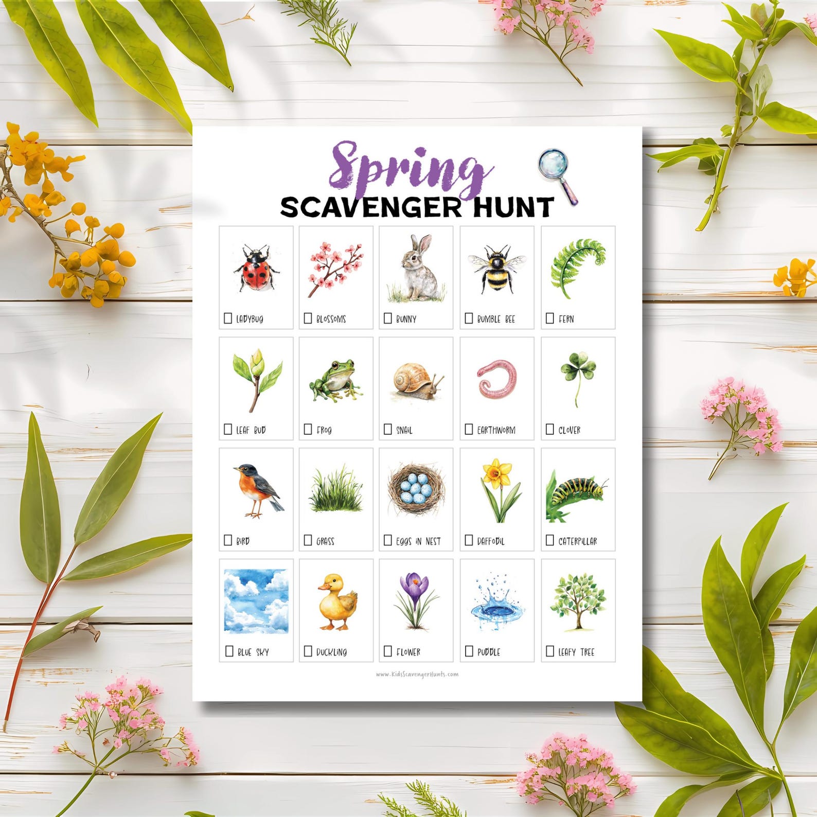 Printable SPRING Nature Scavenger Hunt for Kids Outdoor Scavenger Hunt ...