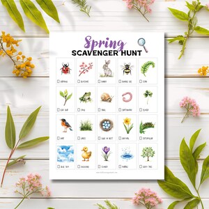Printable SPRING Nature Scavenger Hunt for Kids Outdoor Scavenger Hunt ...