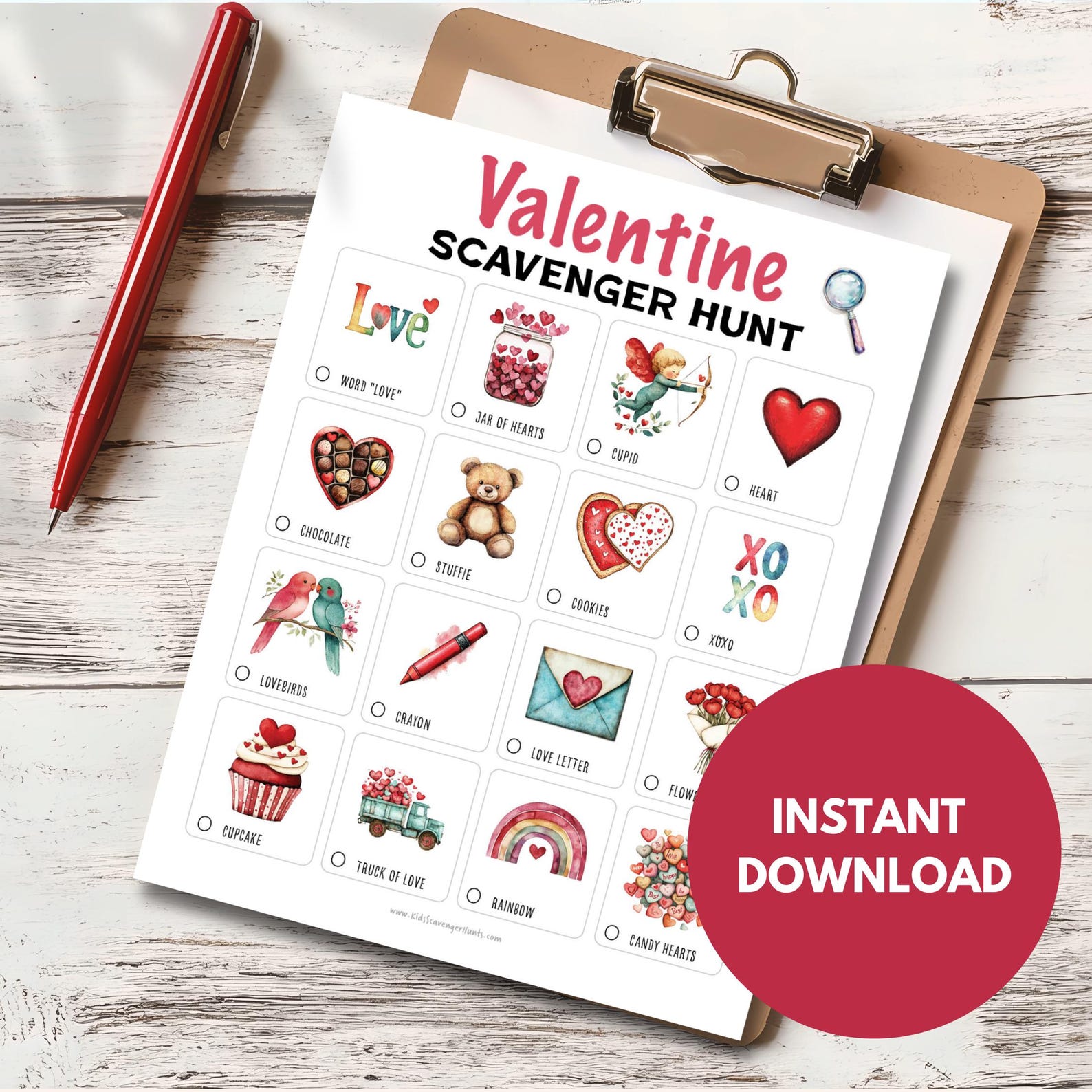 Printable Valentine's Day Scavenger Hunt | Kids Game | Family Party Fun ...