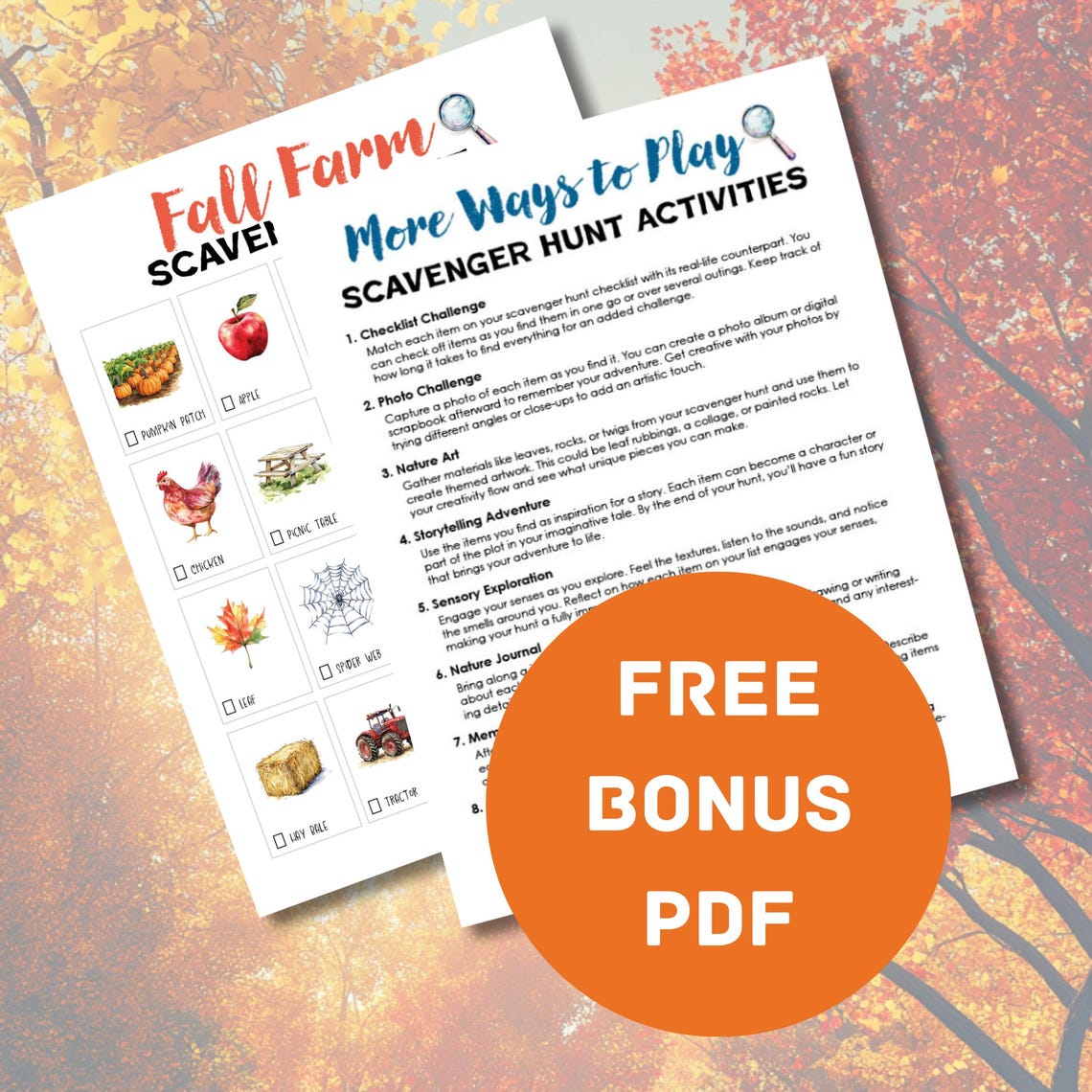 Printable FALL FARM Scavenger Hunt for Kids Outdoor Scavenger Hunt Kids ...