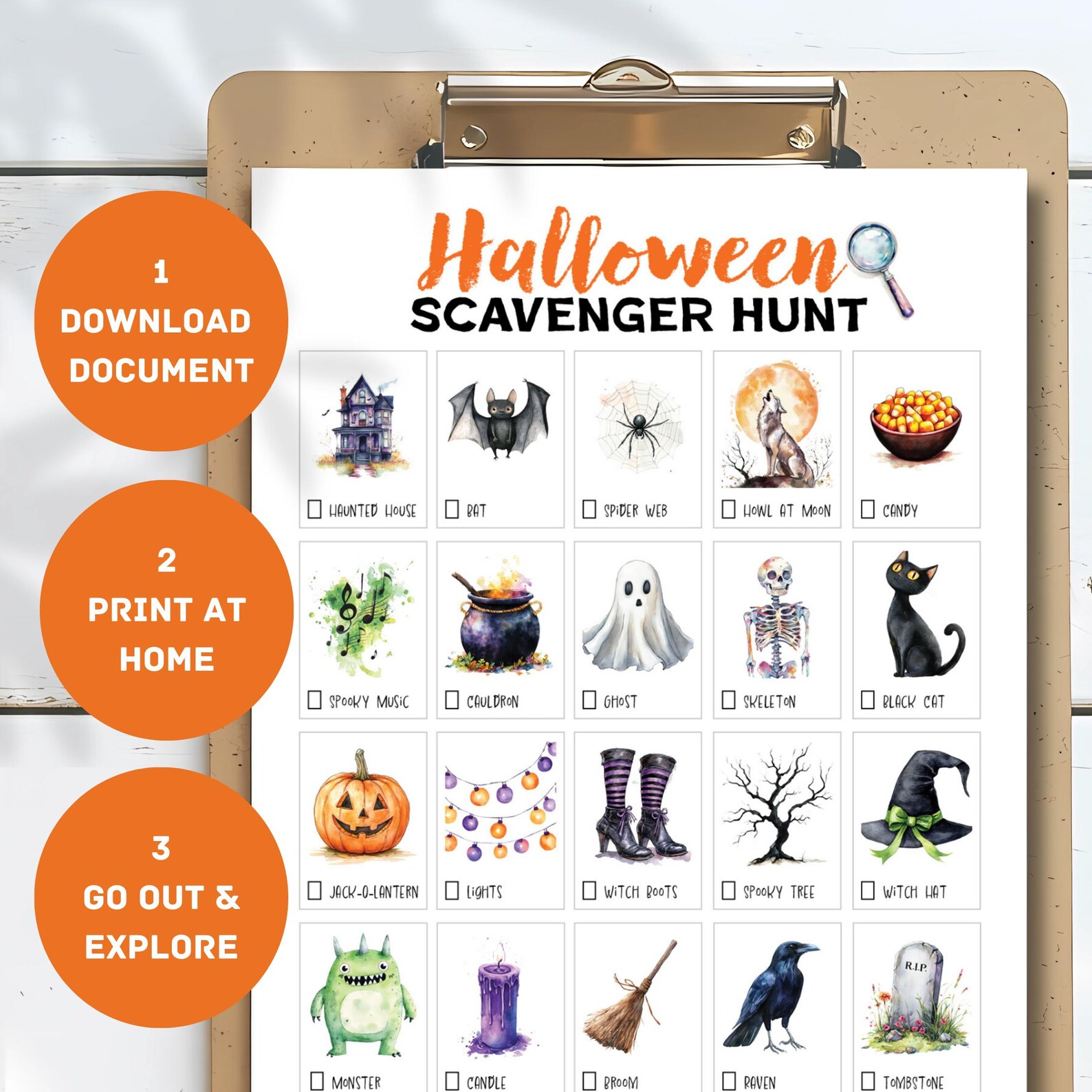Printable HALLOWEEN Scavenger Hunt for Kids Outdoor Scavenger Hunt Kids ...