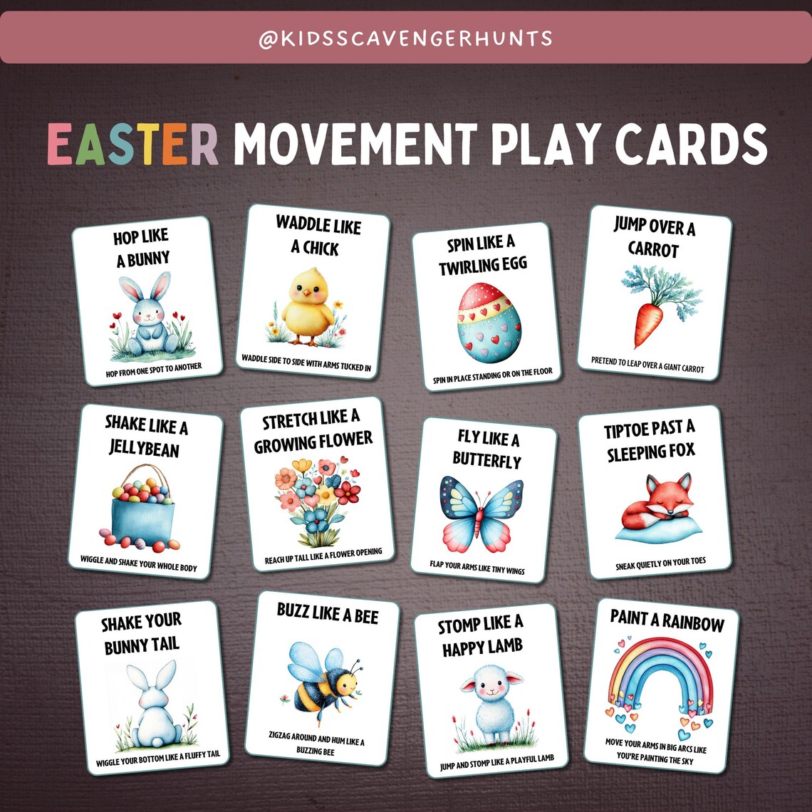 Printable Easter Movement Cards | Fun Gross Motor Game for Kids ...