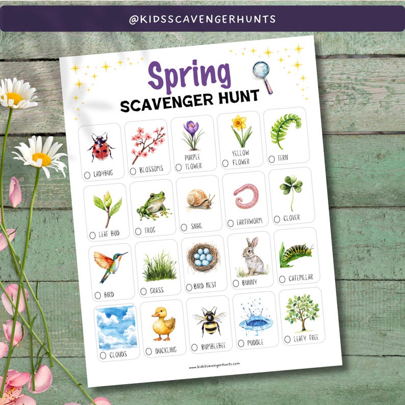 Printable Spring Scavenger Hunt | Nature Scavenger Hunt for Kids ...
