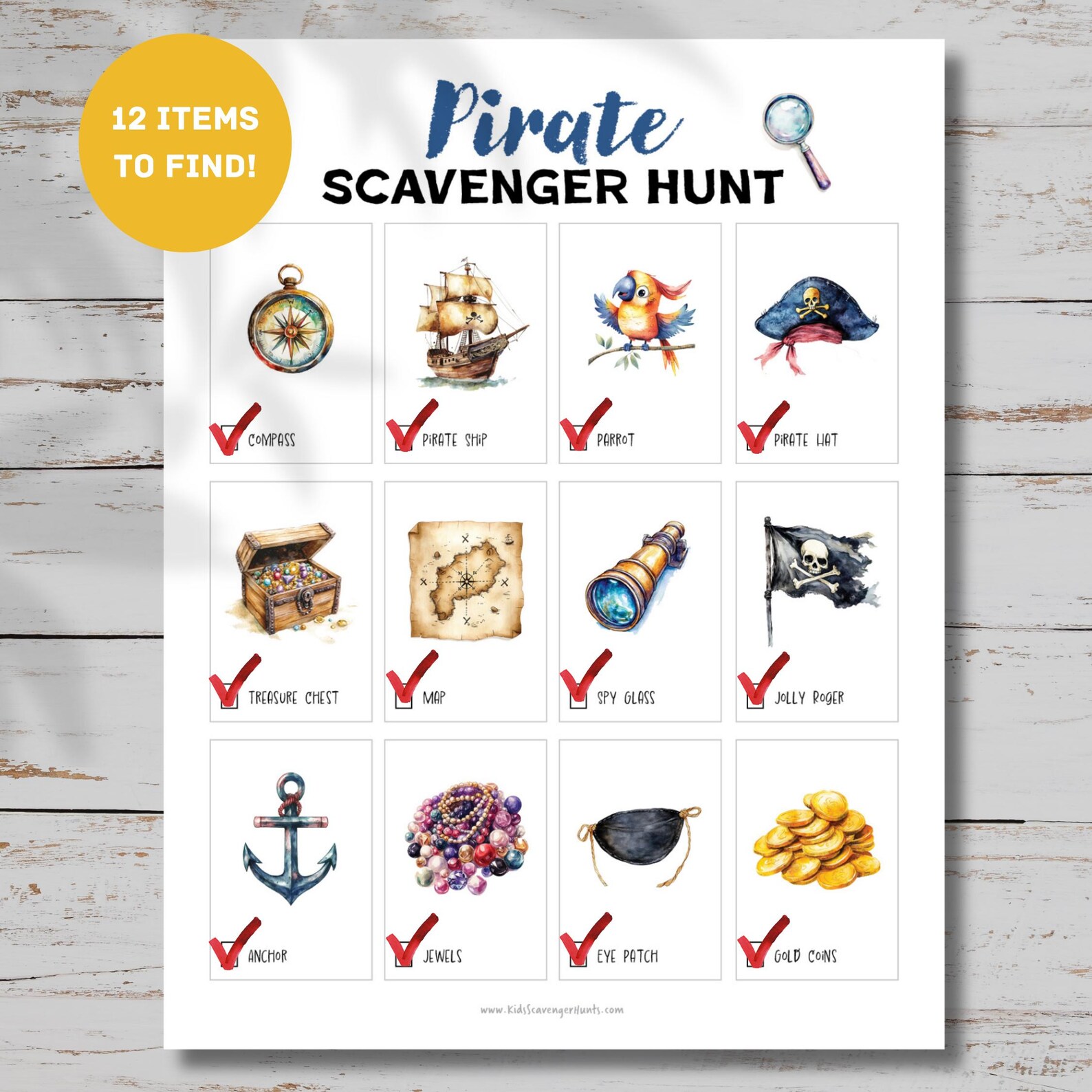 Pirate Scavenger Hunt for Kids Birthday Party Game, Printable Pirate ...