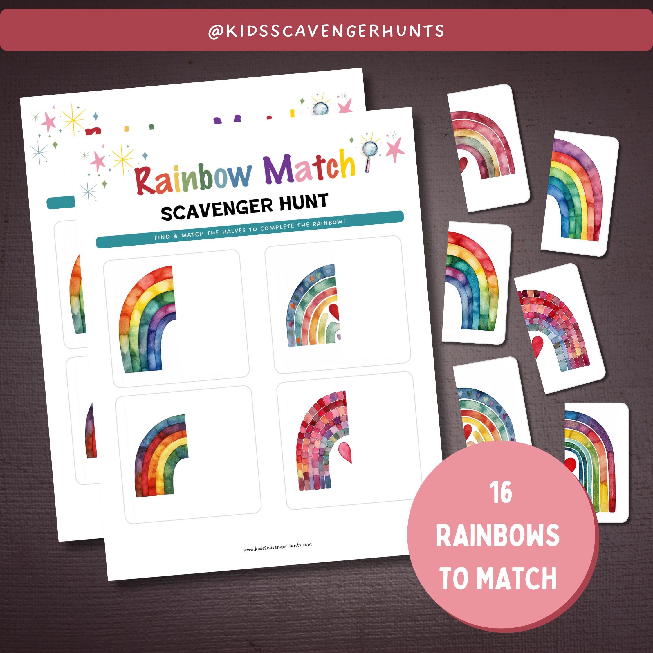 Printable Rainbow Matching Game | Color Scavenger Hunt for Kids | Fun ...