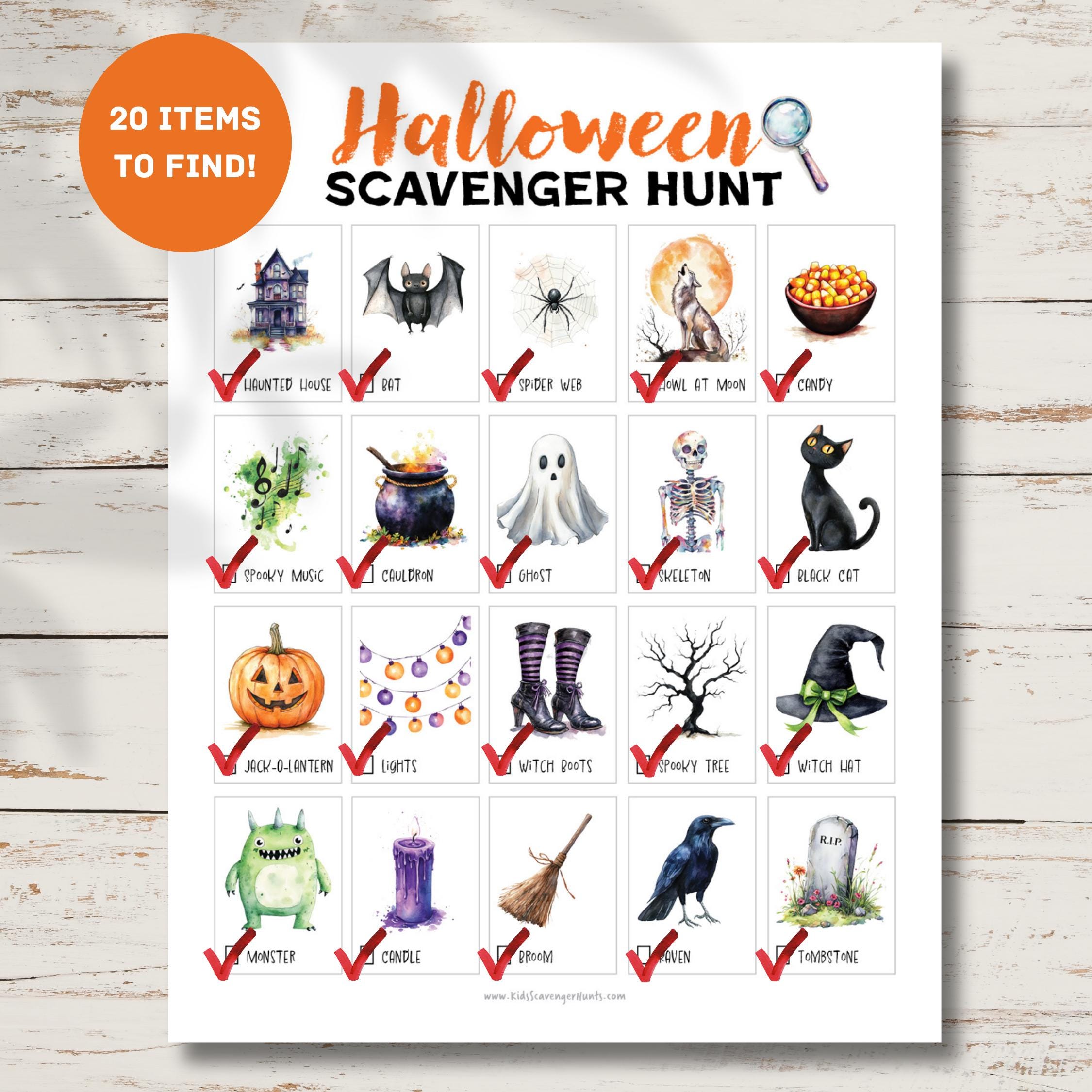 Printable HALLOWEEN Scavenger Hunt for Kids Outdoor Scavenger Hunt Kids ...