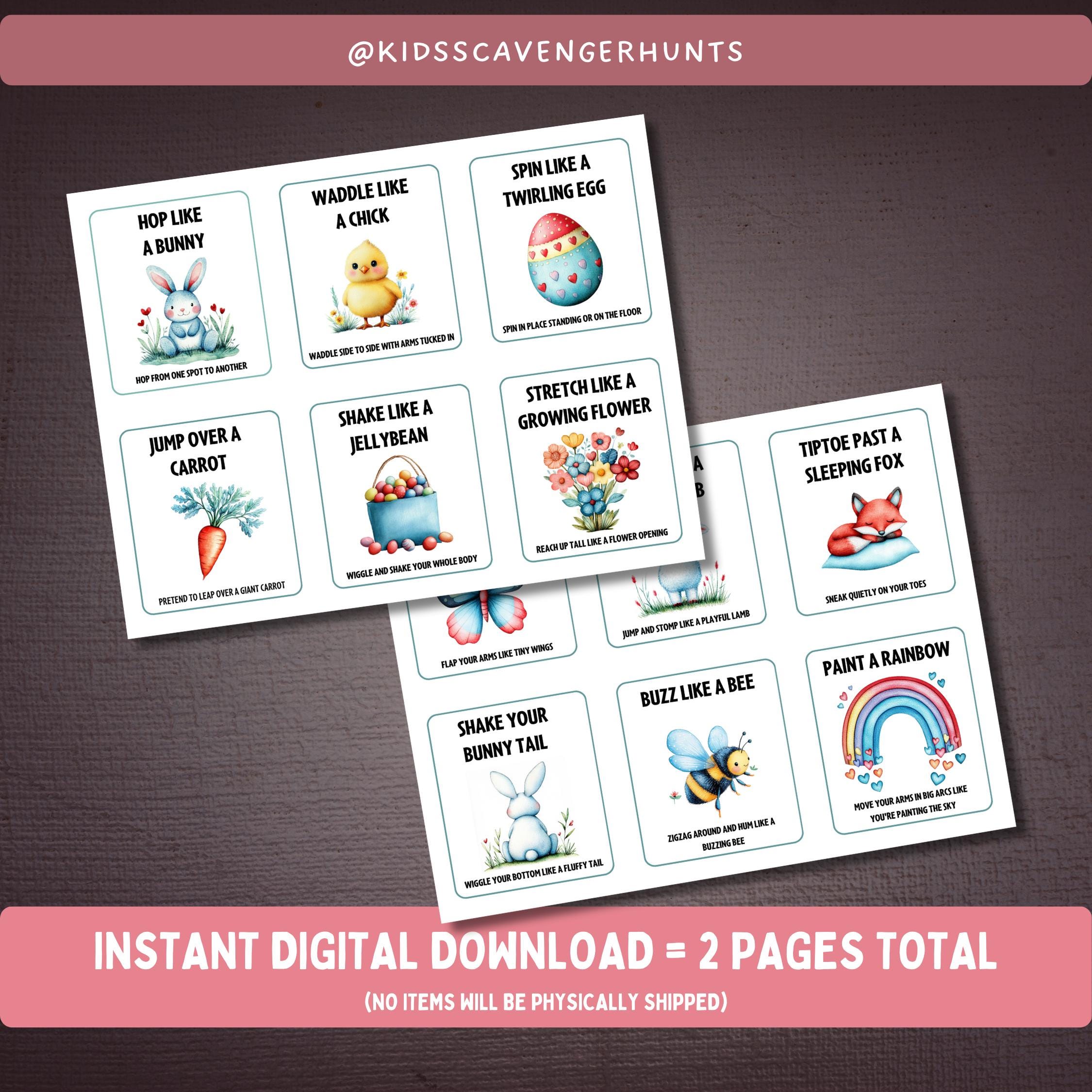 Printable Easter Movement Cards | Fun Gross Motor Game for Kids ...