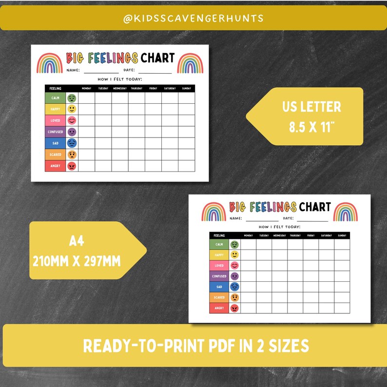 Rainbow Feelings Chart for Kids | Printable Emotion Tracker | Daily ...