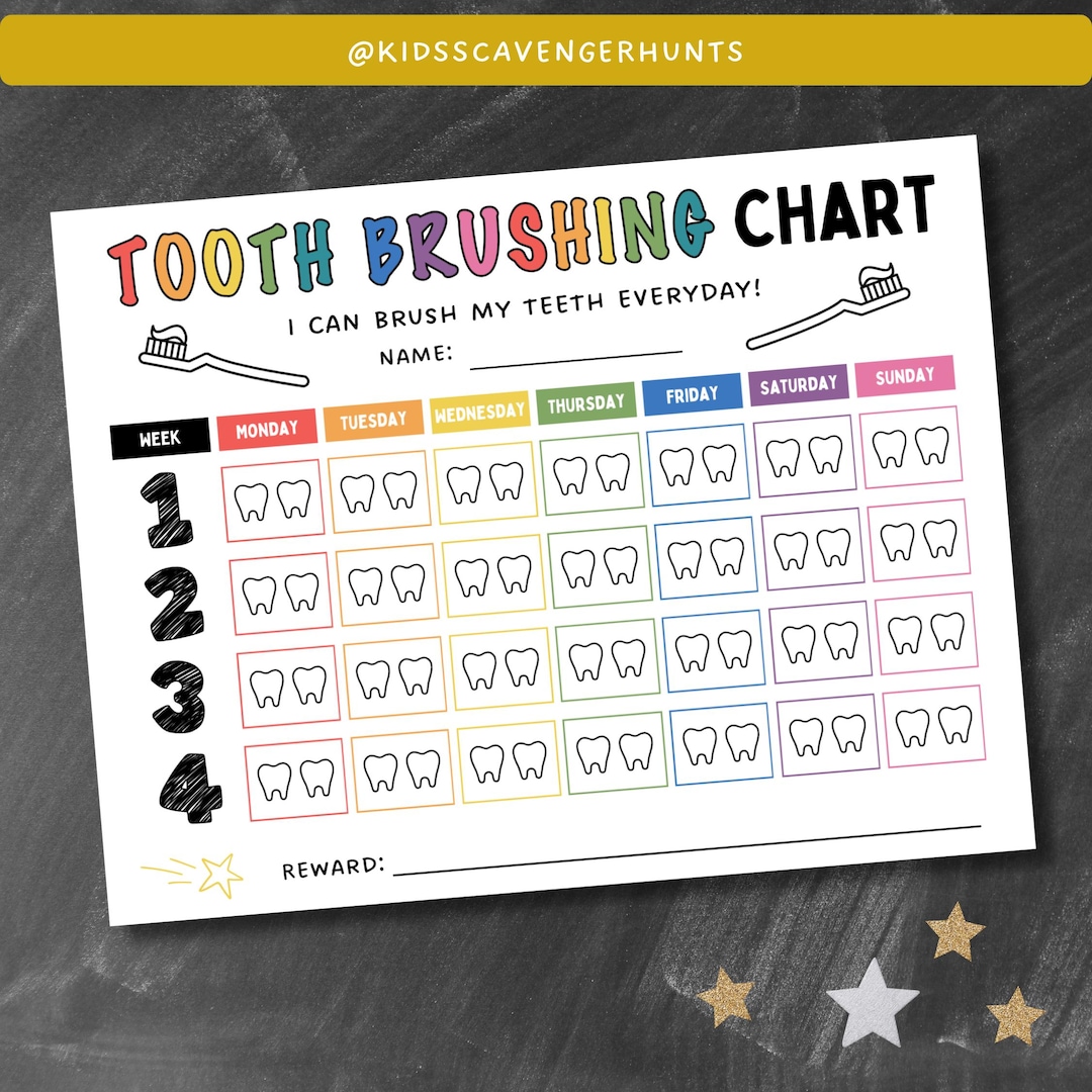 Printable Tooth Brushing Chart for Kids | Toddler Hygiene Tracker ...
