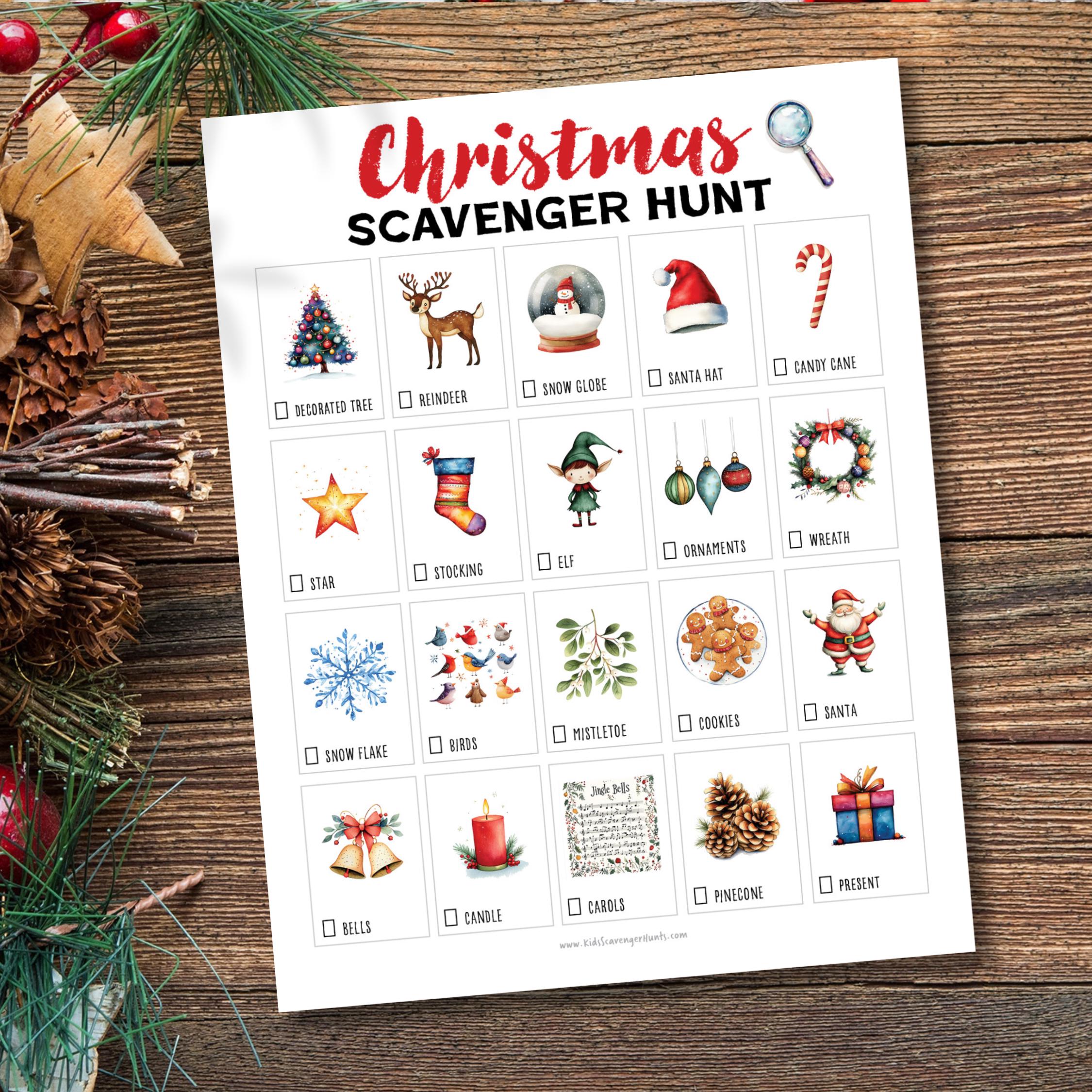 Printable CHRISTMAS Scavenger Hunt for Kids Outdoor Scavenger Hunt Kids ...