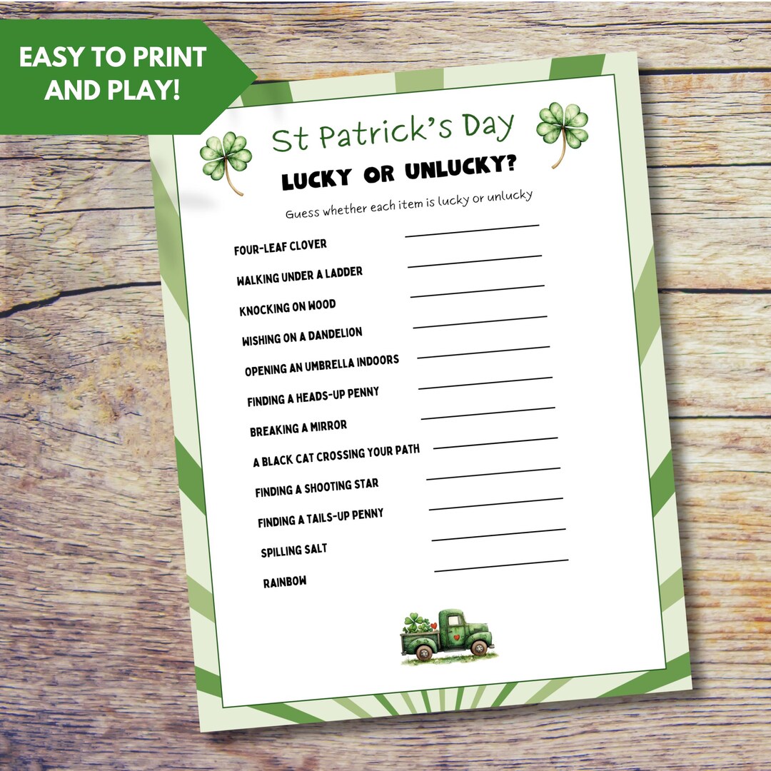Printable St. Patrick’s Day Lucky or Unlucky Game | Fun Kids Activity ...