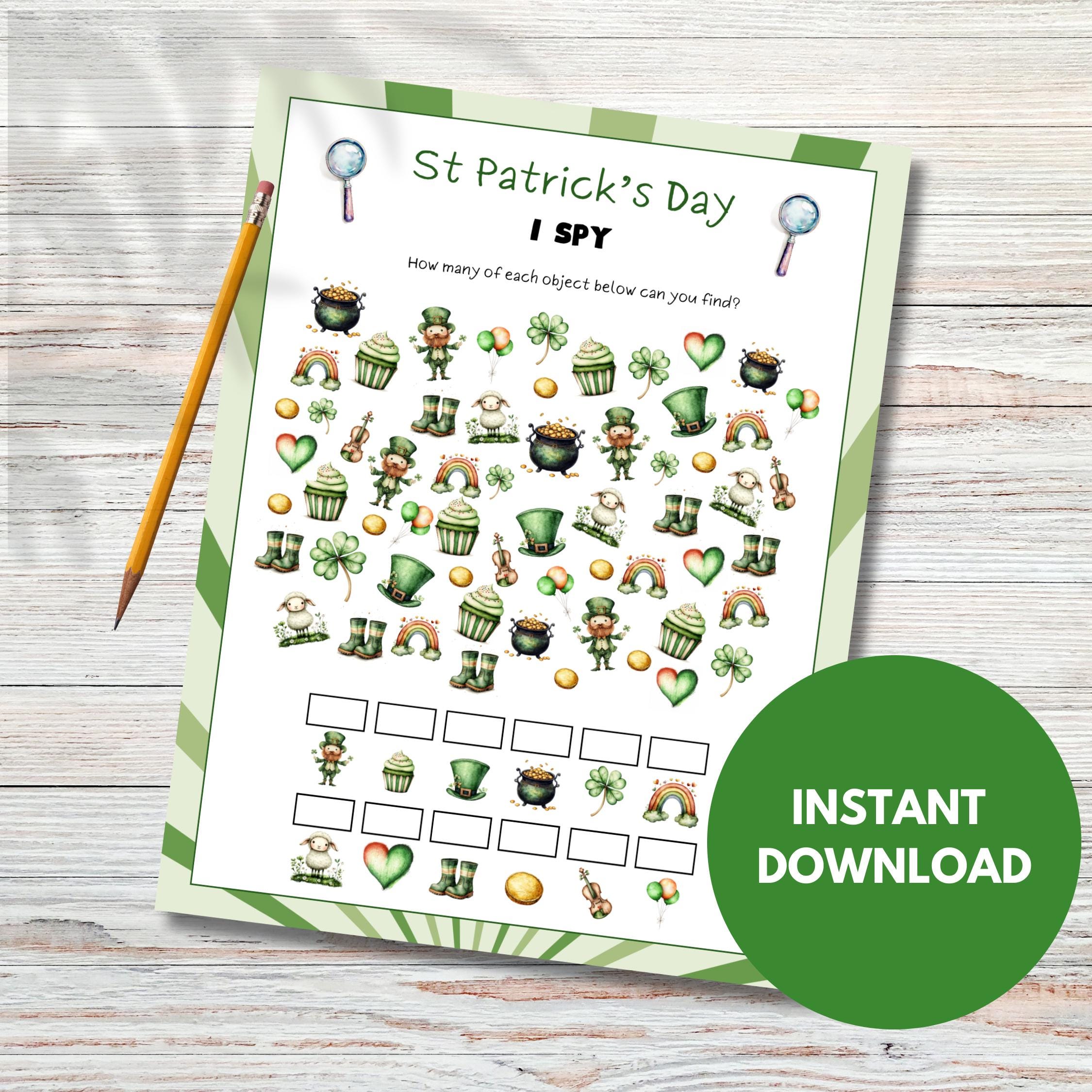 Printable St. Patricks Day I Spy Game | Kids Activity Sheet | Fun ...