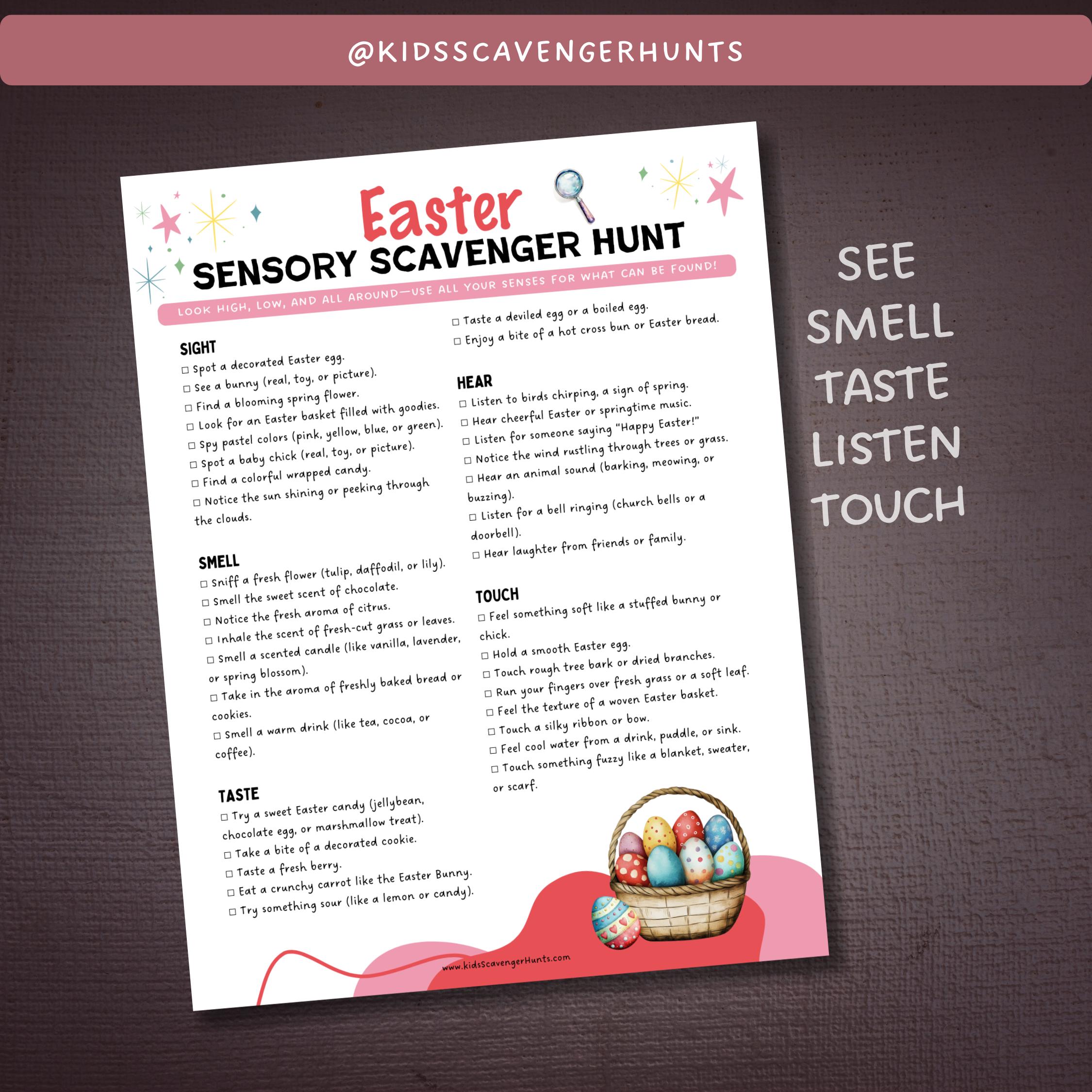 Easter Sensory Scavenger Hunt Printable | Spring I Spy Activity for ...