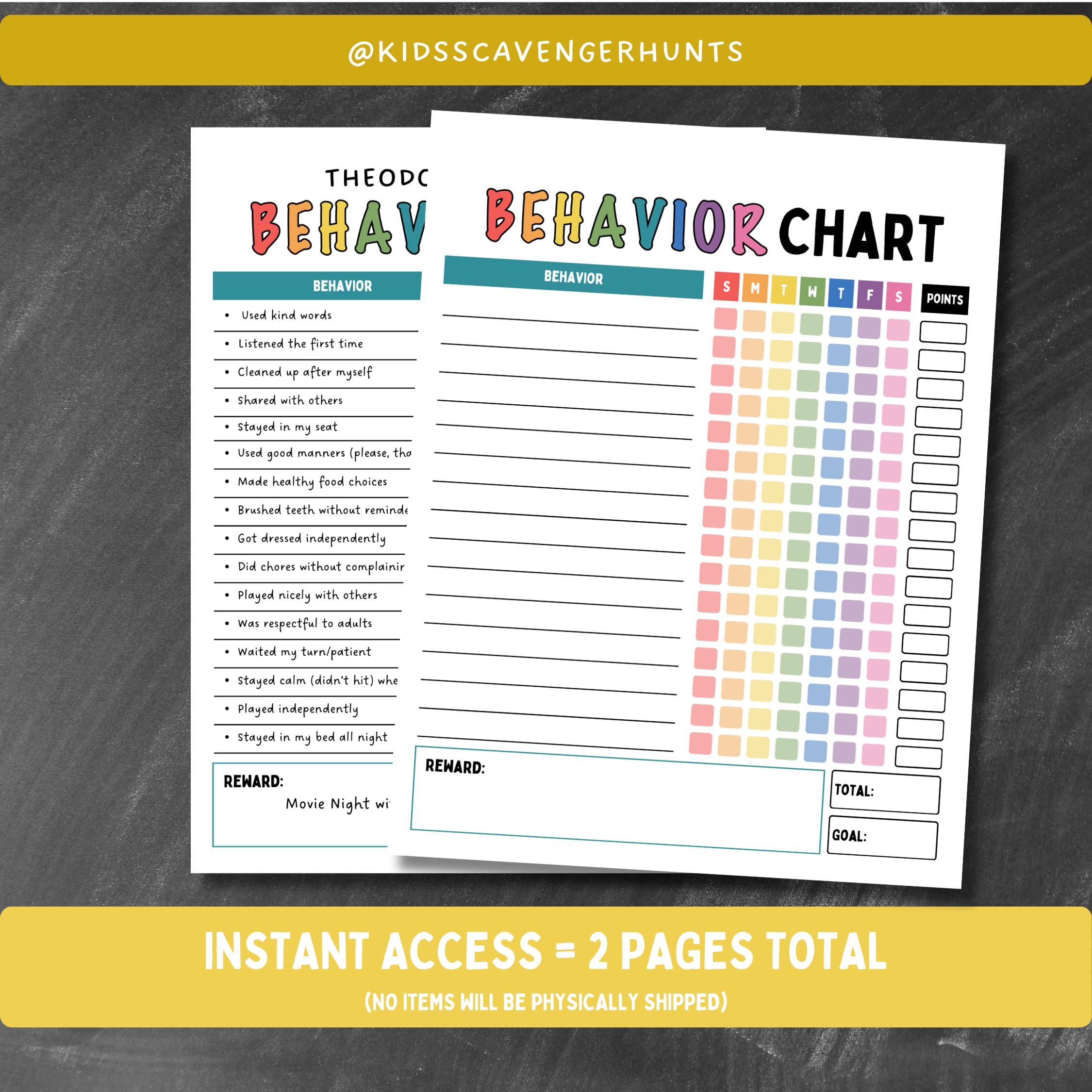 Editable Behavior Chart for Kids | Positive Reward Chart | Canva ...