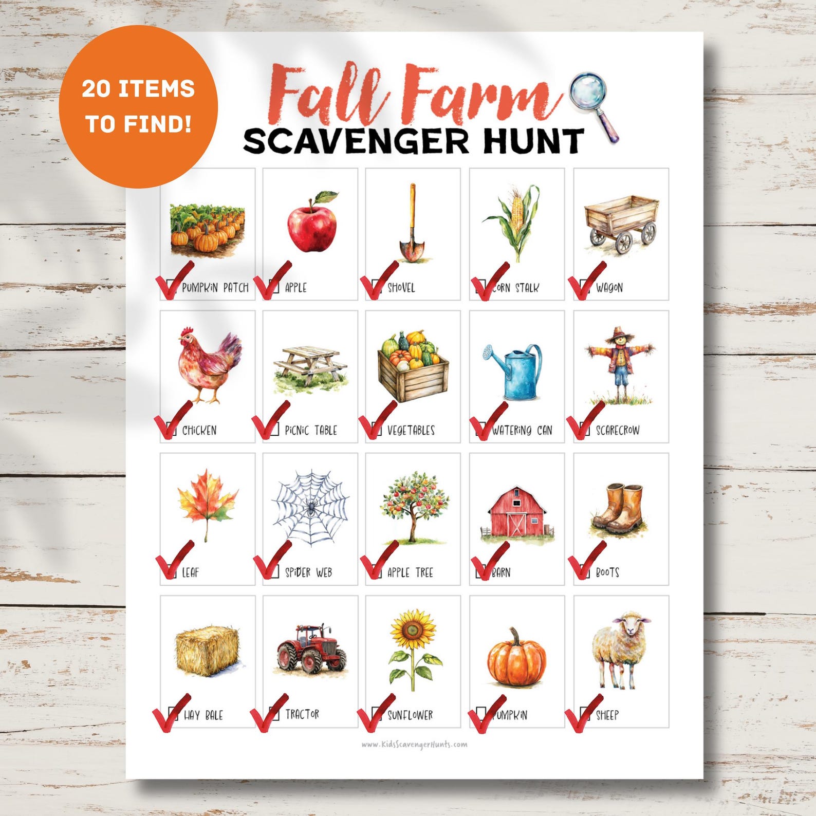 Printable FALL FARM Scavenger Hunt for Kids Outdoor Scavenger Hunt Kids ...