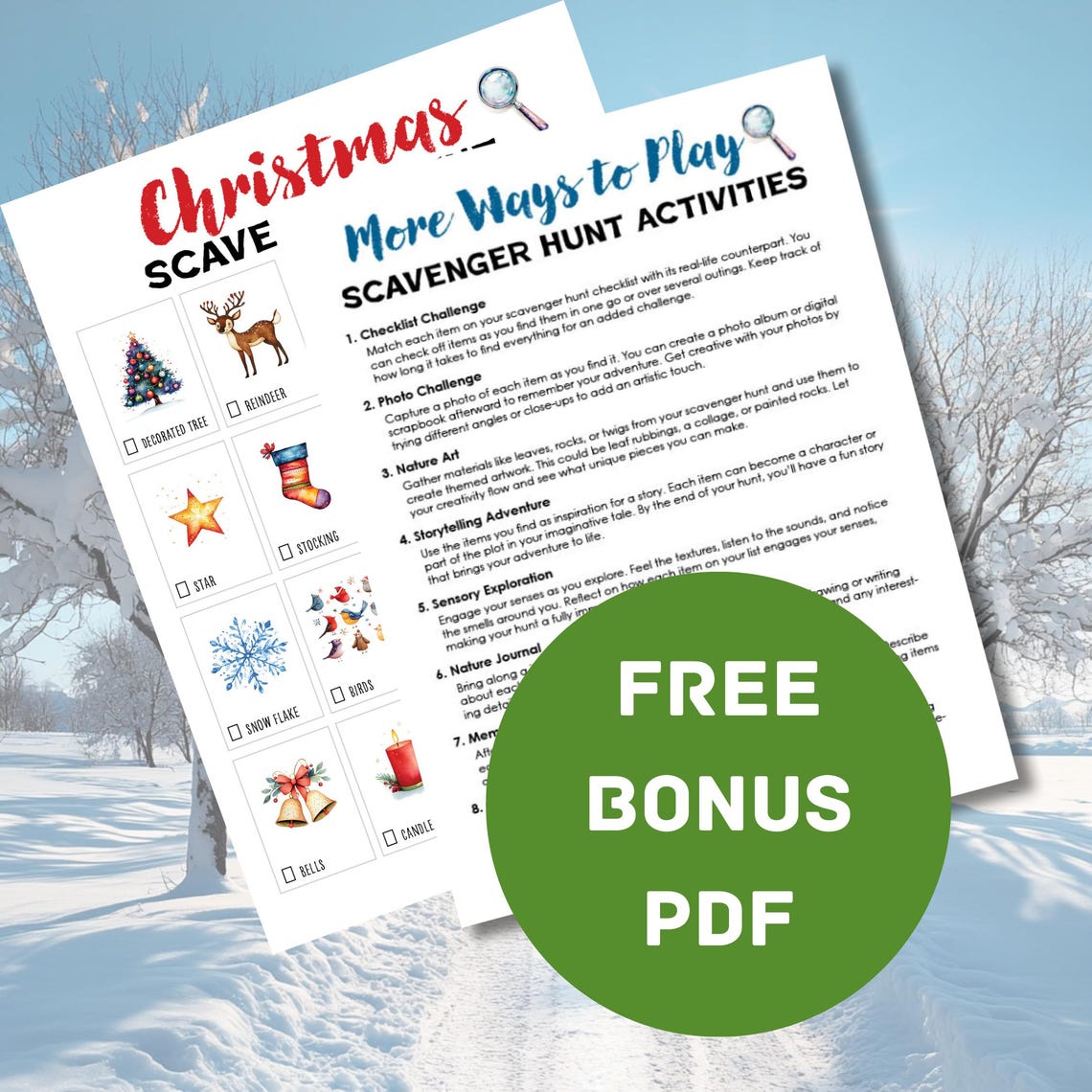 Printable CHRISTMAS Scavenger Hunt for Kids Outdoor Scavenger Hunt Kids ...