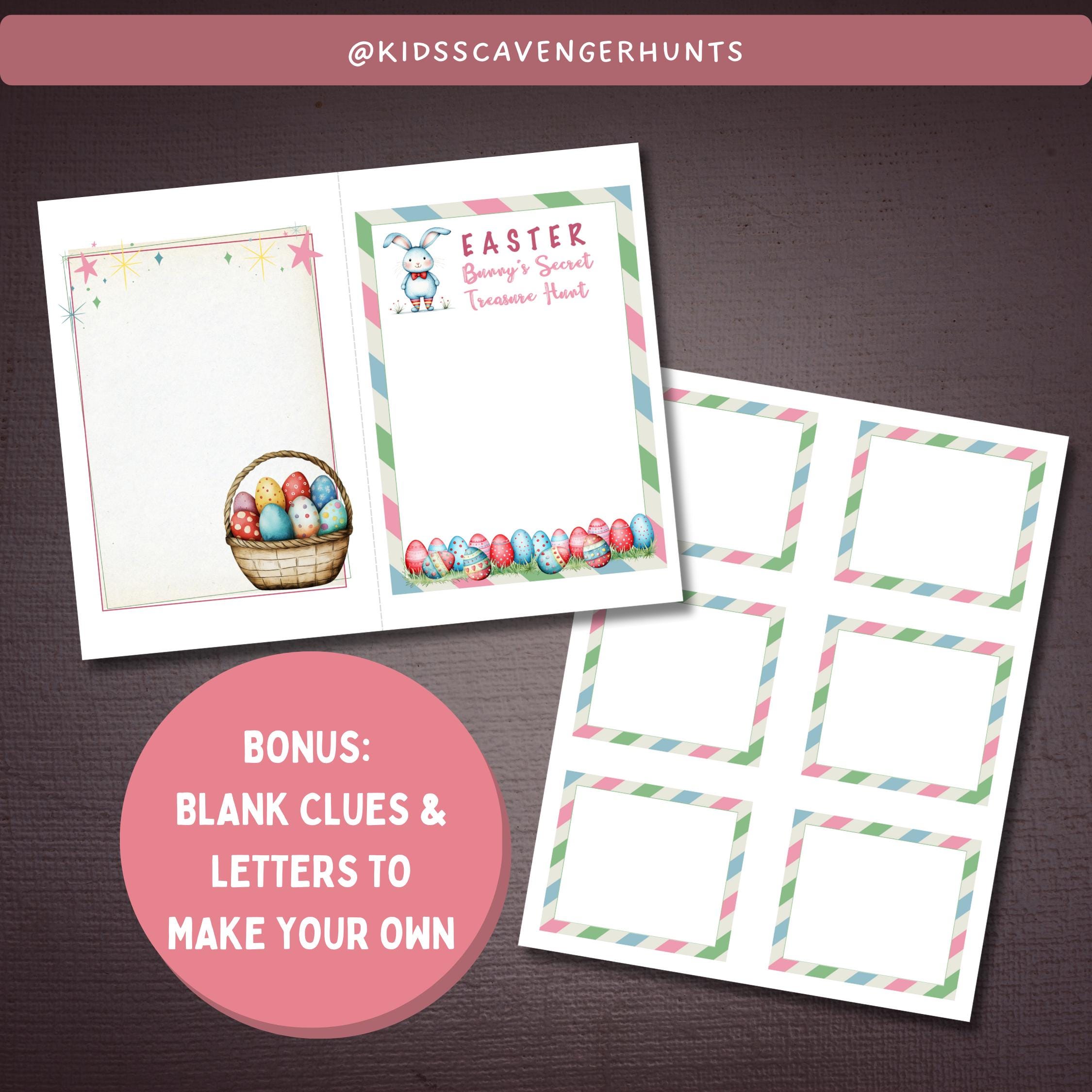 Printable Easter Bunny Scavenger Hunt | Indoor Treasure Hunt With Clues ...