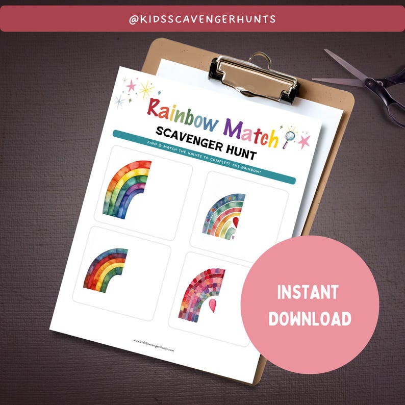 Printable Rainbow Matching Game | Color Scavenger Hunt for Kids | Fun ...