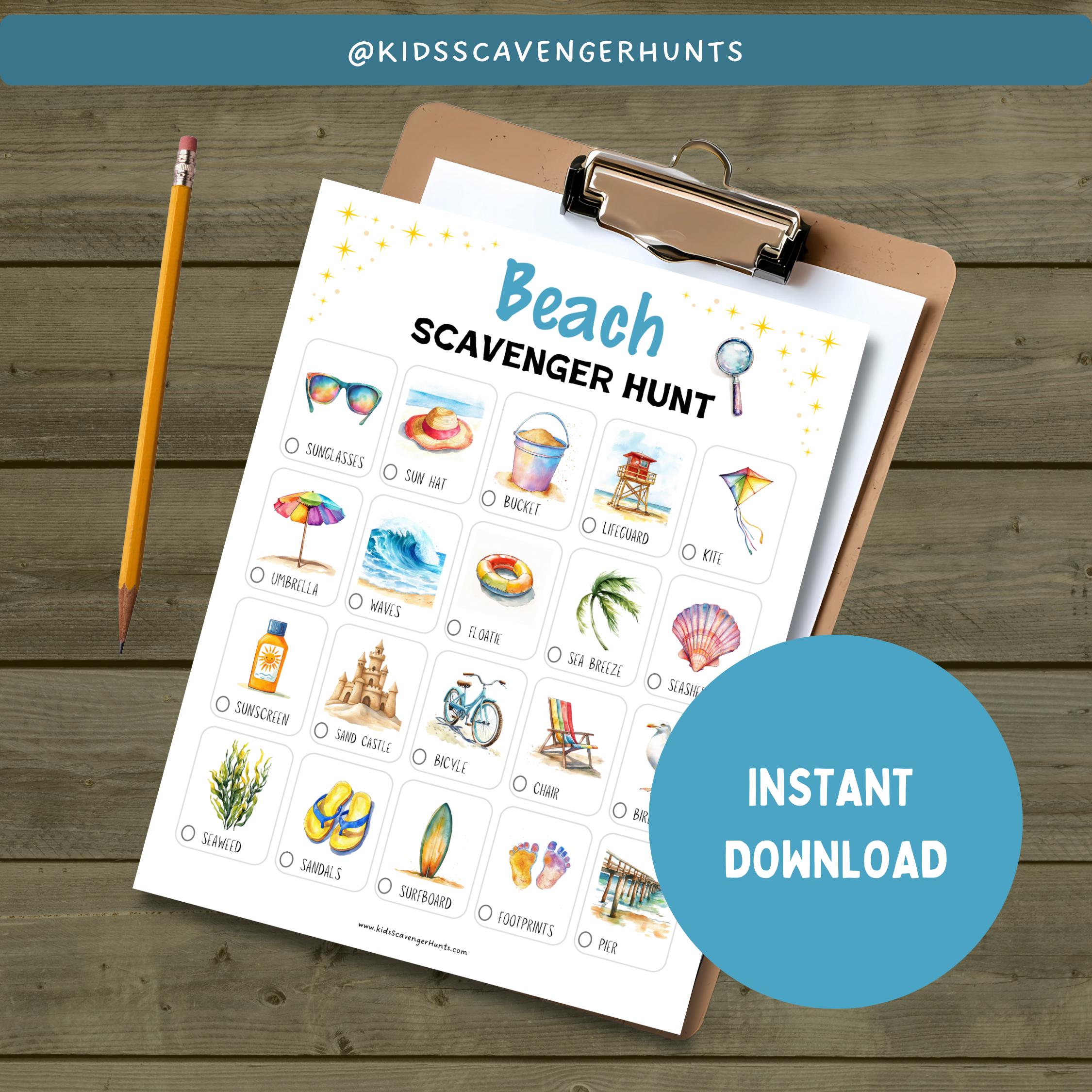 Printable Beach Scavenger Hunt | Seaside Nature Hunt for Kids | Outdoor ...