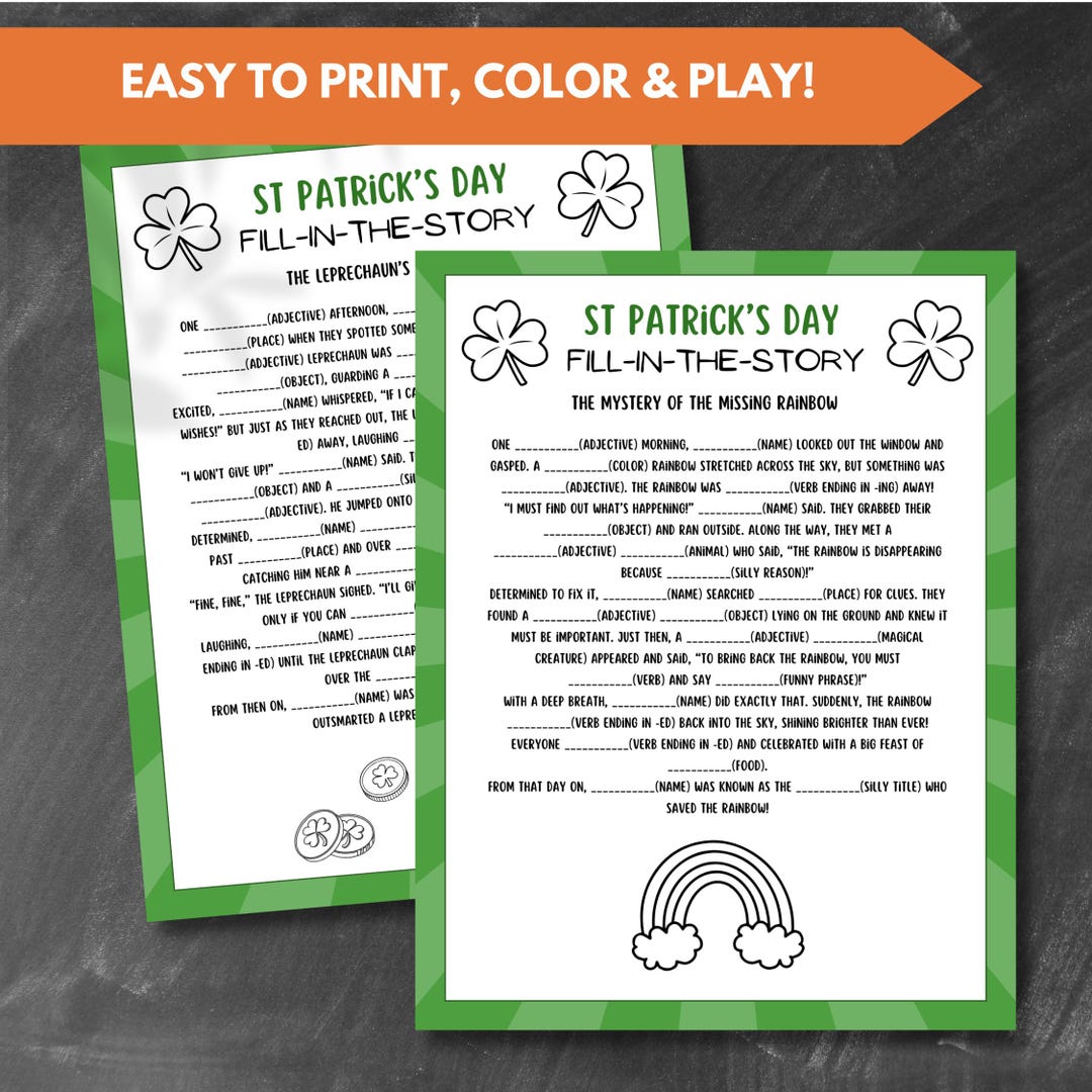 Printable St. Patrick’s Day Fill-in-the-blank Story | Mad Libs Style ...