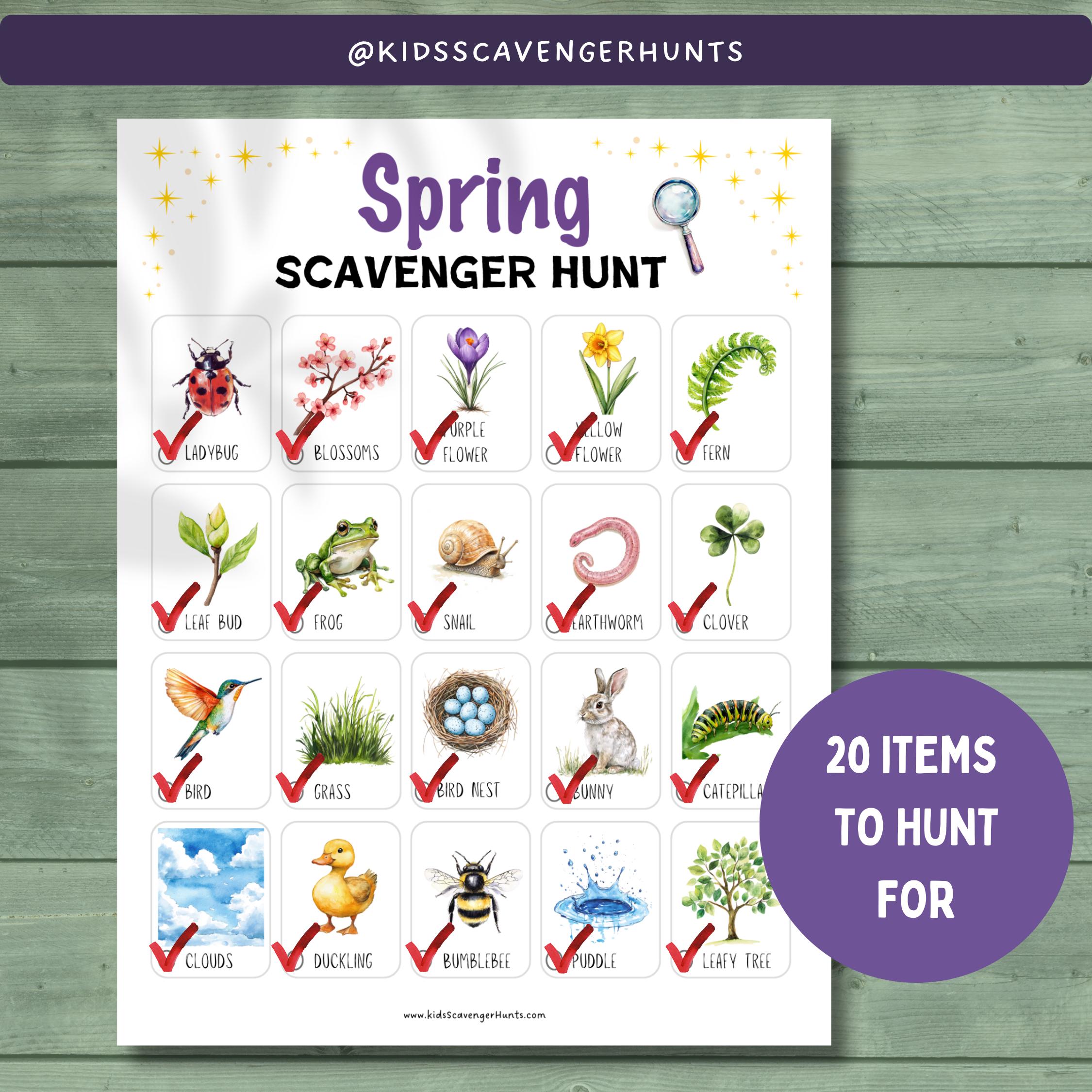 Printable Spring Scavenger Hunt | Nature Scavenger Hunt for Kids ...