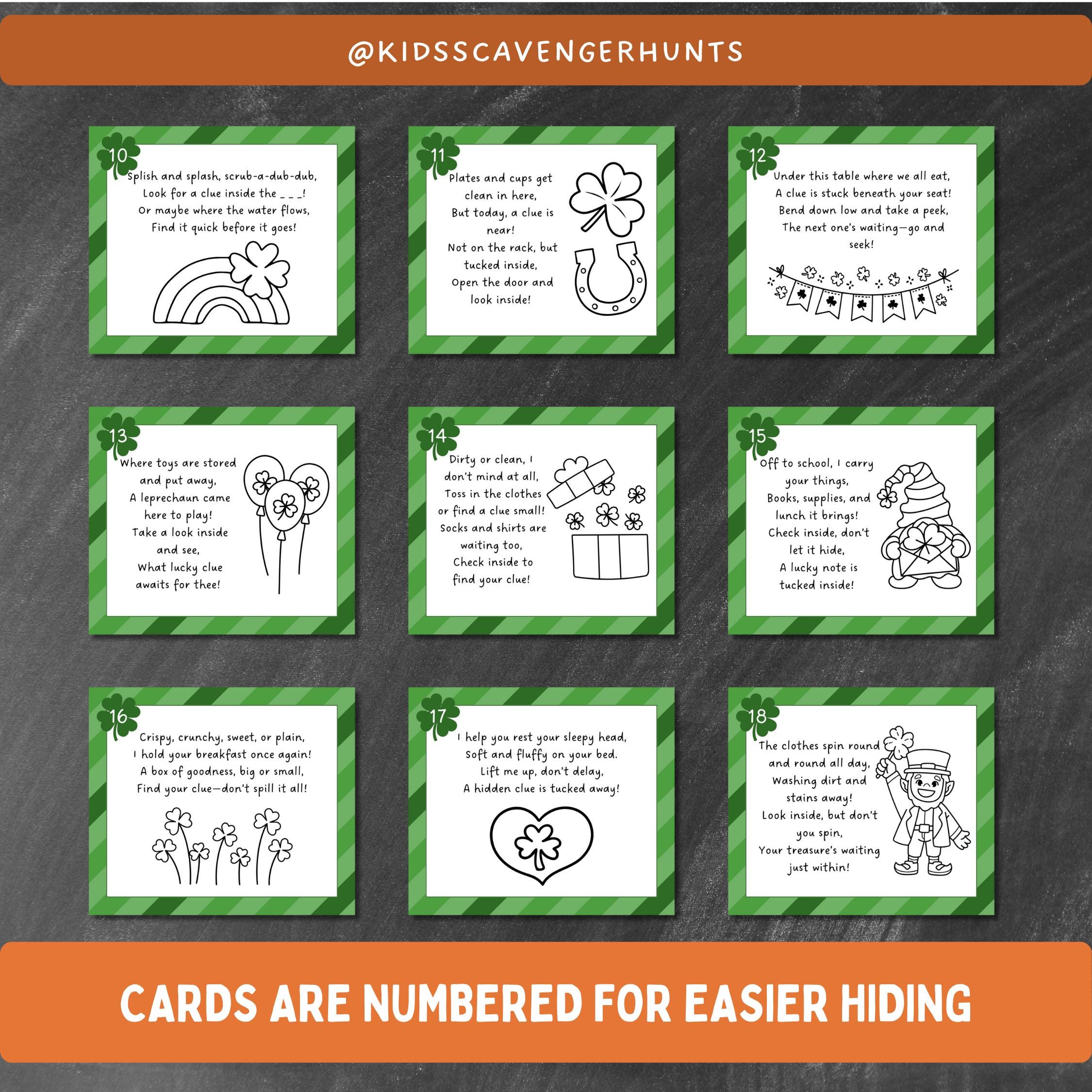 Printable St Patricks Day Indoor Scavenger Hunt | Colorable Clue ...