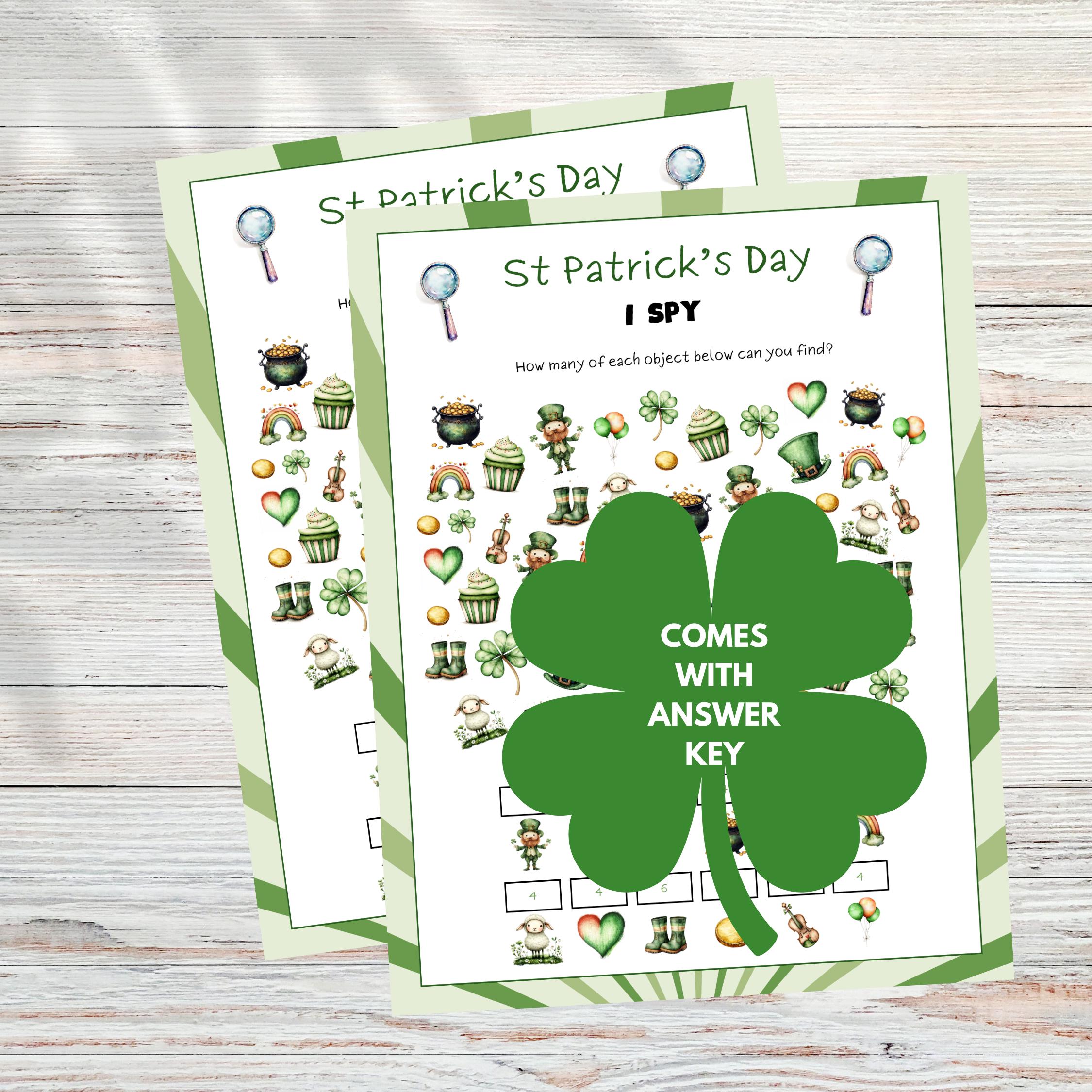 Printable St. Patricks Day I Spy Game | Kids Activity Sheet | Fun ...