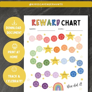 Printable Rainbow Reward Chart for Kids | Toddler Behavior Chart | Kids ...