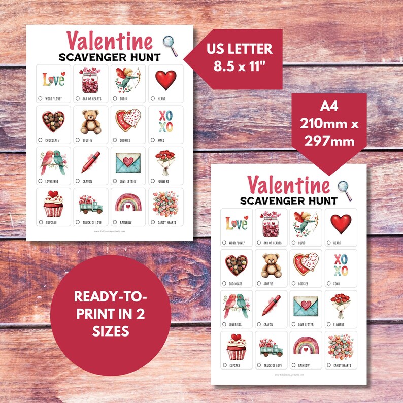 Printable Valentine's Day Scavenger Hunt | Kids Game | Family Party Fun ...