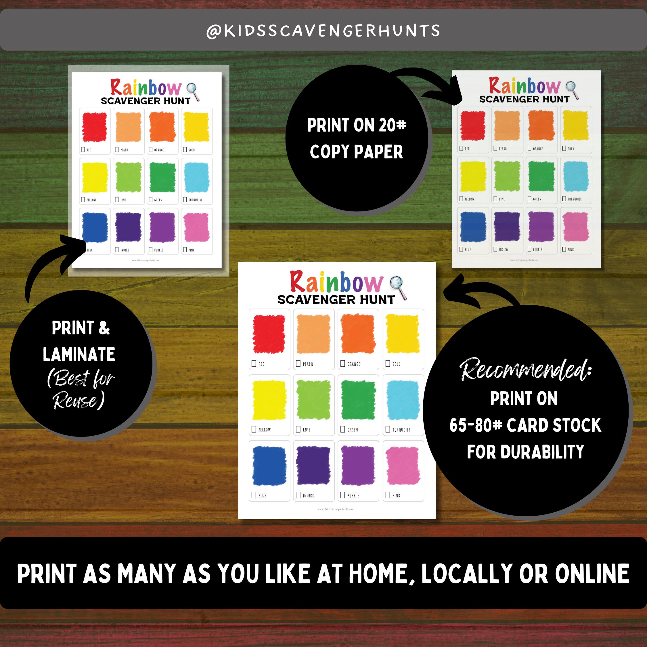 Printable Rainbow Scavenger Hunt | Color Scavenger Hunt for Kids ...