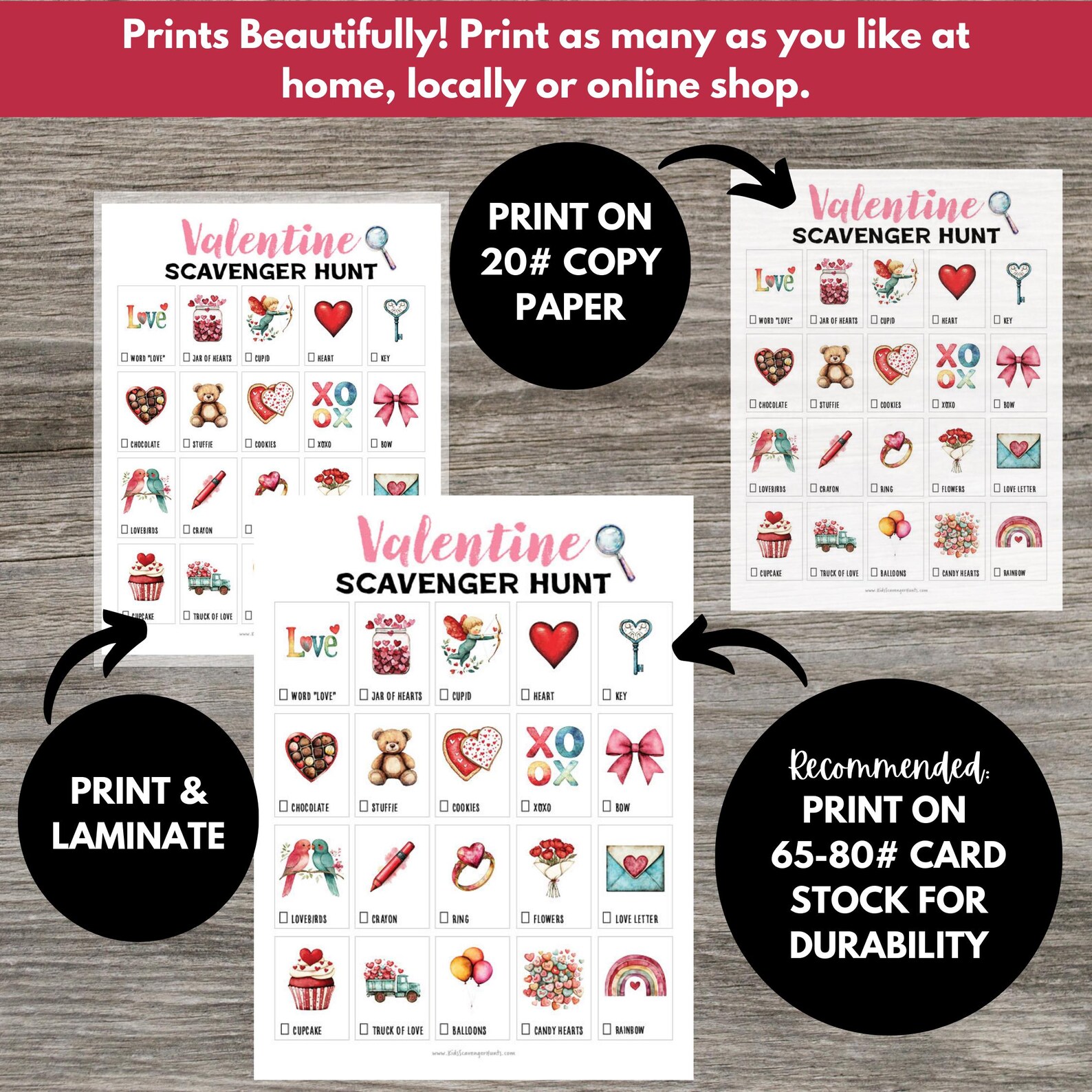 Printable Valentine's Day Scavenger Hunt | Kids Game | Family Party Fun ...