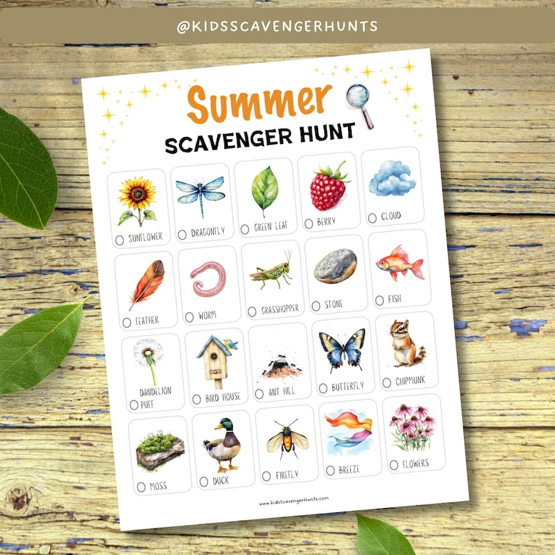 Printable Summer Scavenger Hunt | Nature Hunt for Kids | Outdoor ...
