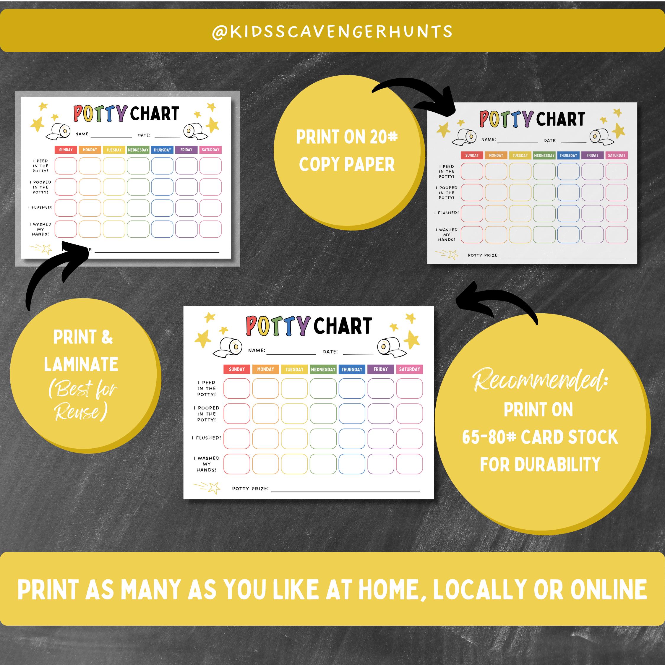 Printable Potty Training Chart for Toddlers | Printable Reward Chart ...