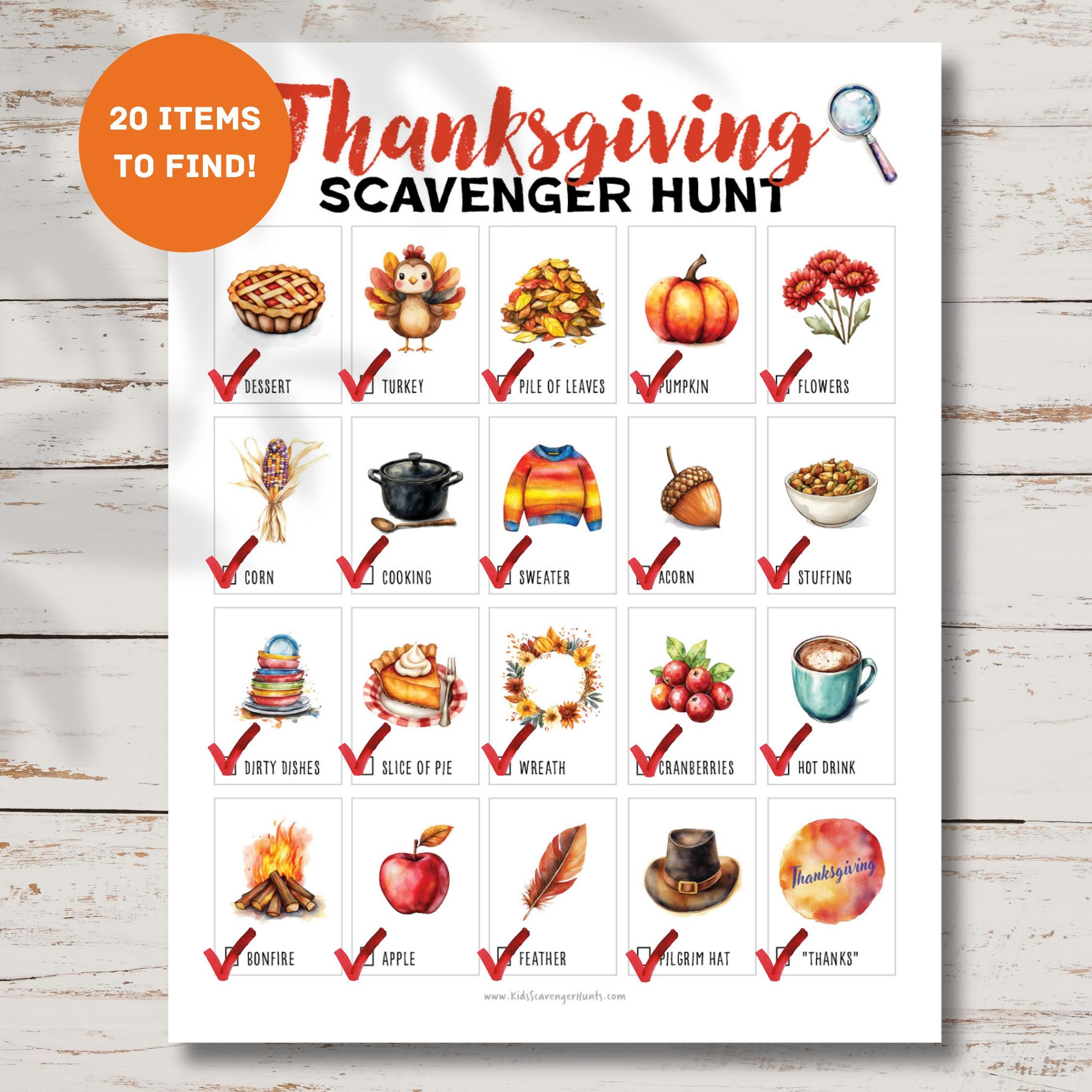 Printable THANKSGIVING Scavenger Hunt for Kids Indoor Scavenger Hunt ...