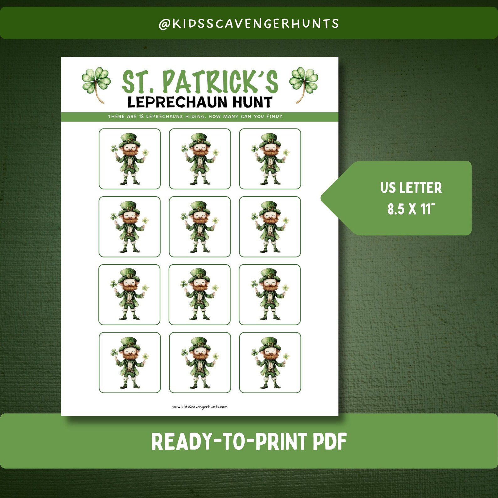 Printable St Patricks Day Leprechaun Hunt | Fun Hide & Seek Game for ...