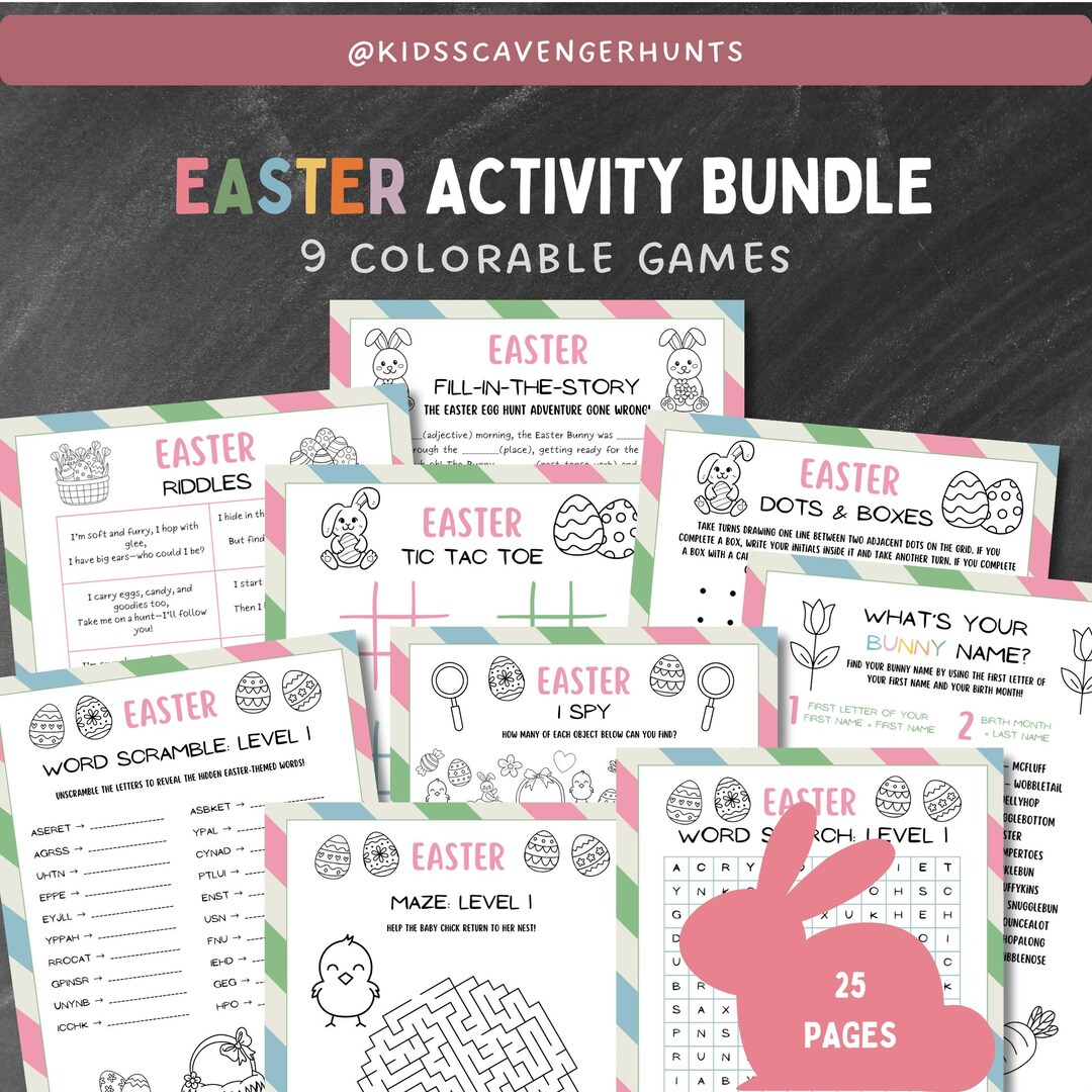 Printable Easter Activity Bundle | 9 Fun Colorable Games for Kids ...