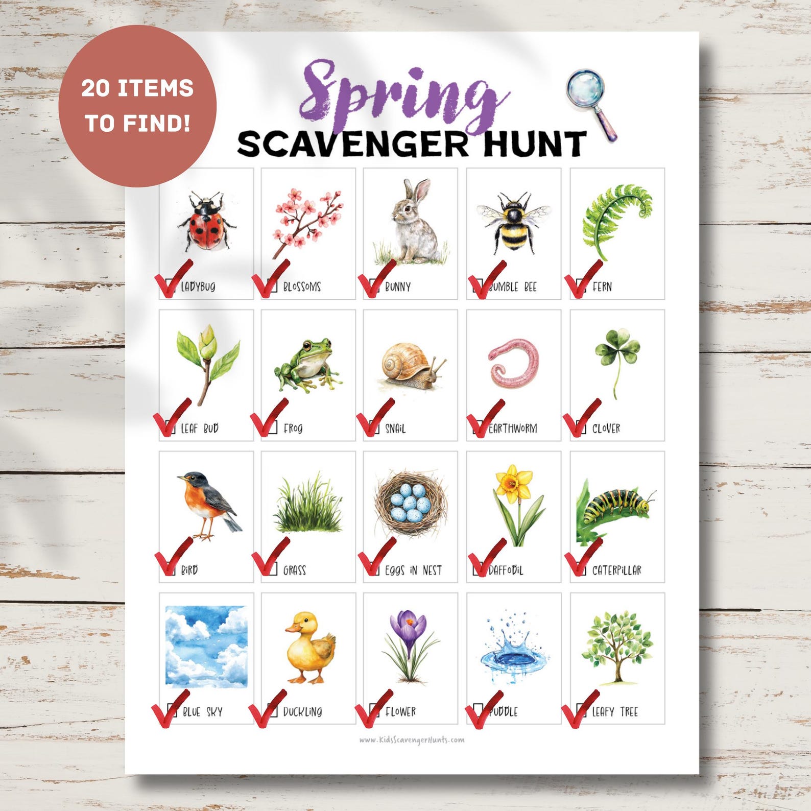 Printable SPRING Nature Scavenger Hunt for Kids Outdoor Scavenger Hunt ...