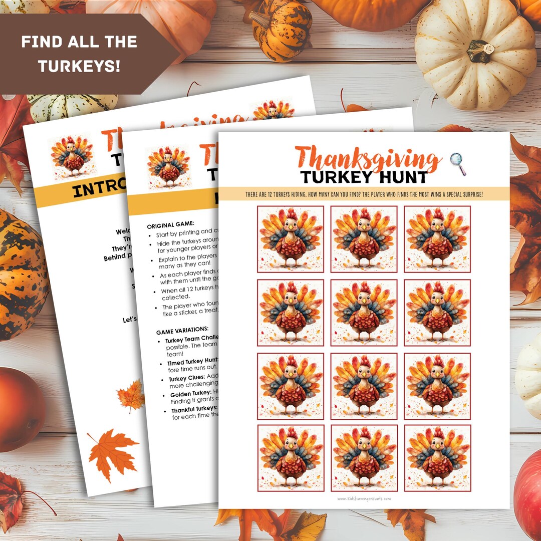 Printable Thanksgiving Turkey Hunt Game for Kids Sensory Scavenger Hunt ...