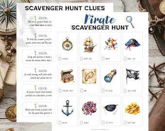 Pirate Scavenger Hunt for Kids Birthday Party Game, Printable Pirate ...
