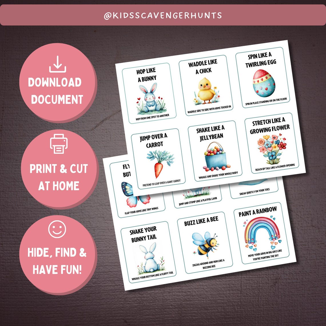 Printable Easter Movement Cards | Fun Gross Motor Game for Kids ...