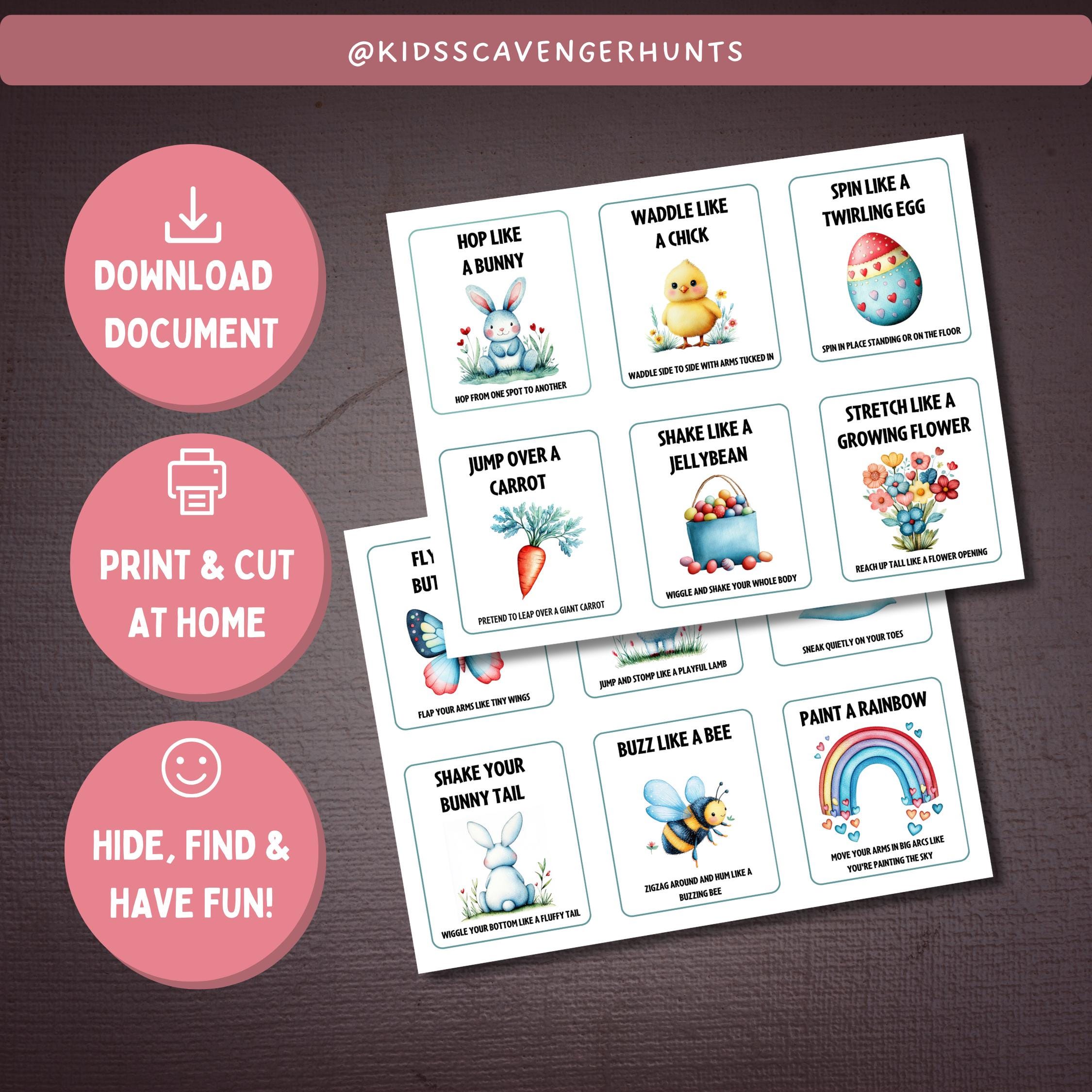 Printable Easter Movement Cards | Fun Gross Motor Game for Kids ...